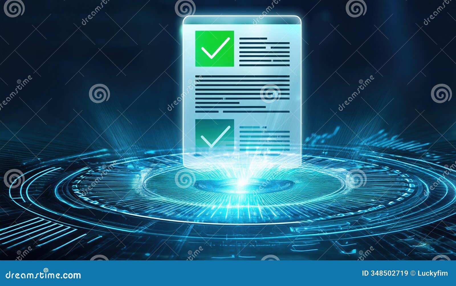 Smart Contract Visualized As Glowing Transparent Document with Green ...