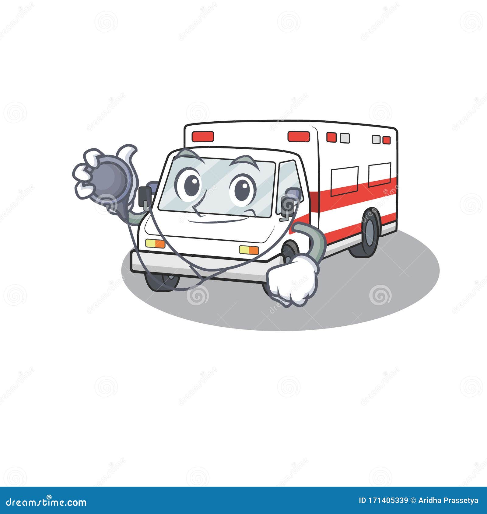 Smart and Cool Ambulance Cartoon Character in a Doctor with Tools Stock ...