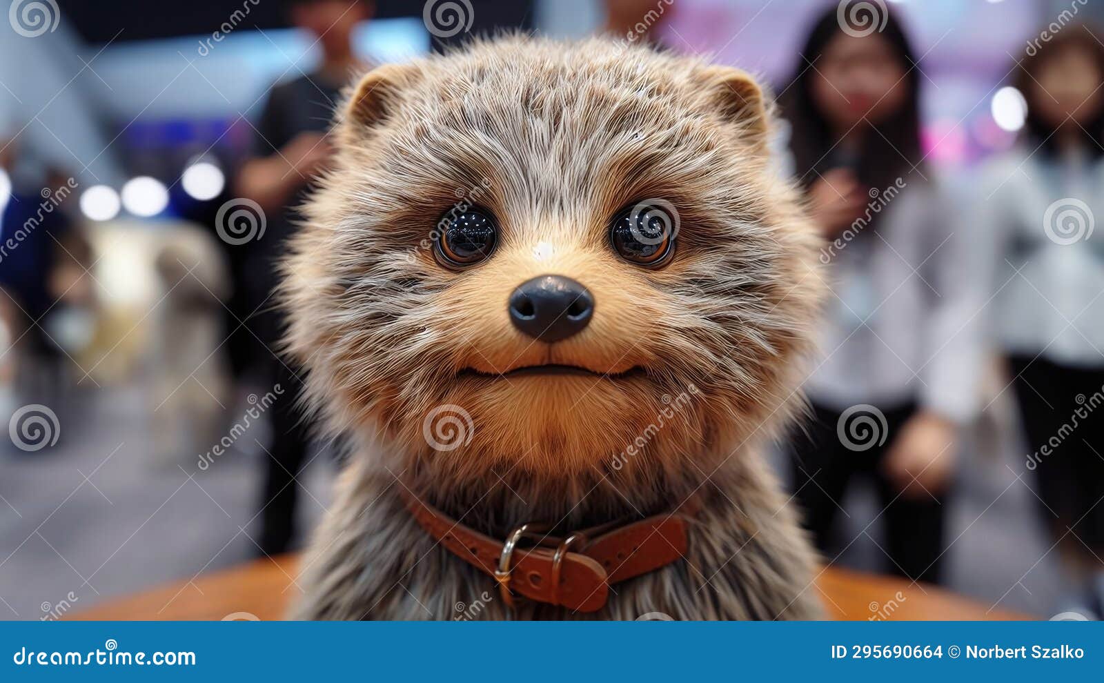 Smart and Curious Otter with Collar at Technology Exhibition: a ...