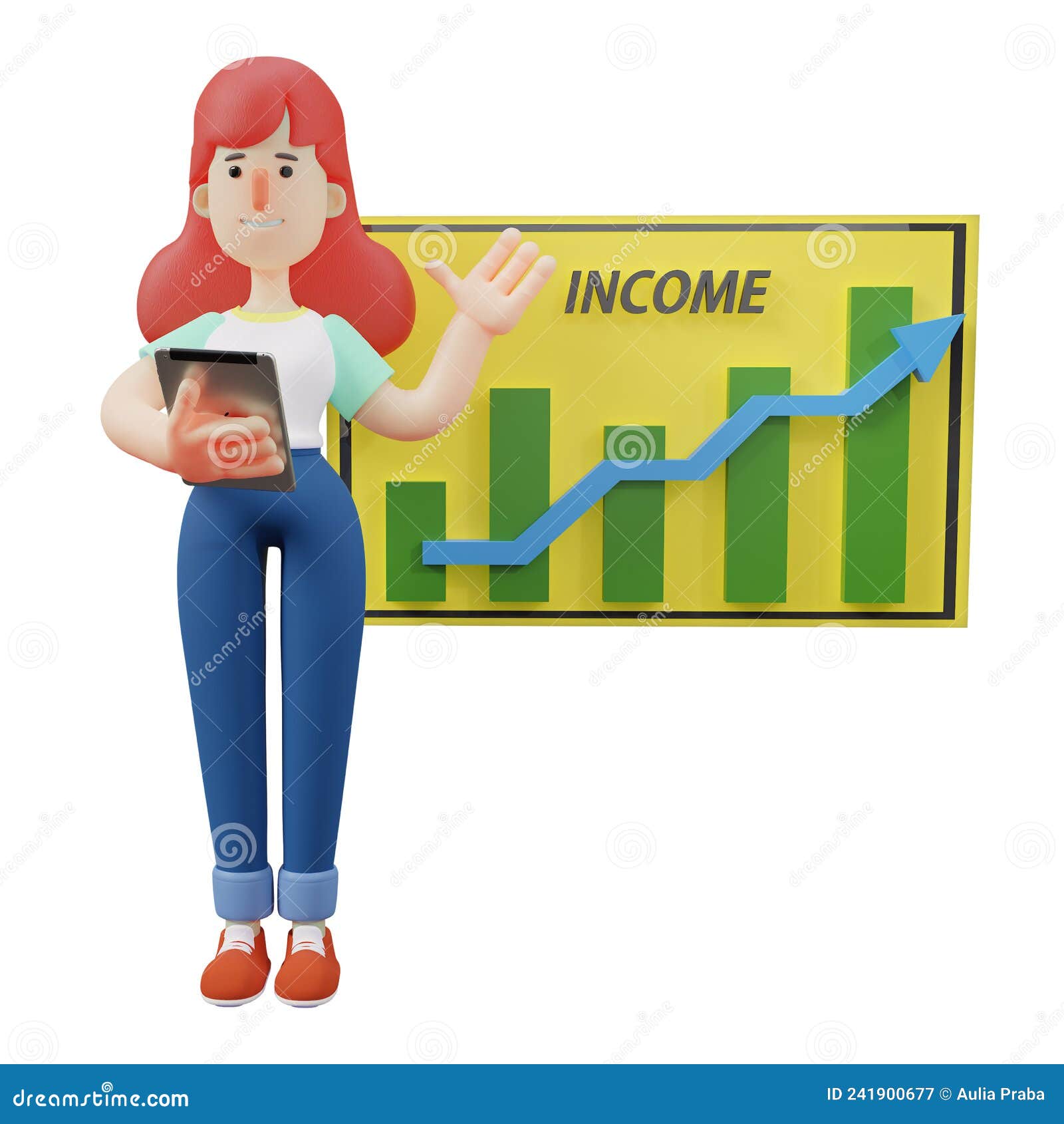 Smart 3D Cute Girl Cartoon Explaining a Table Chart Stock Illustration ...