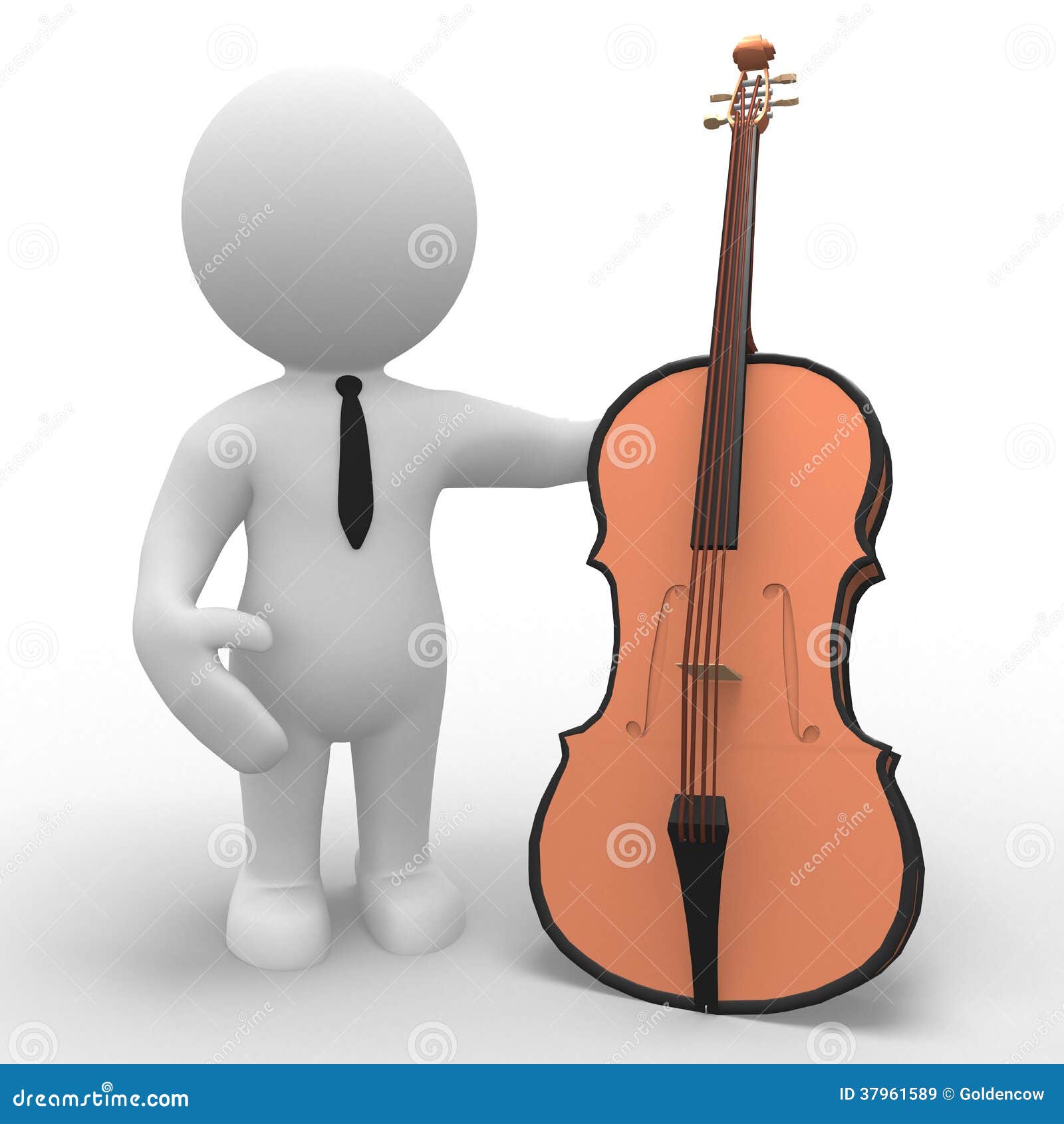 Smart 3D Figure Holding Cello Stock Illustration - Illustration of ...