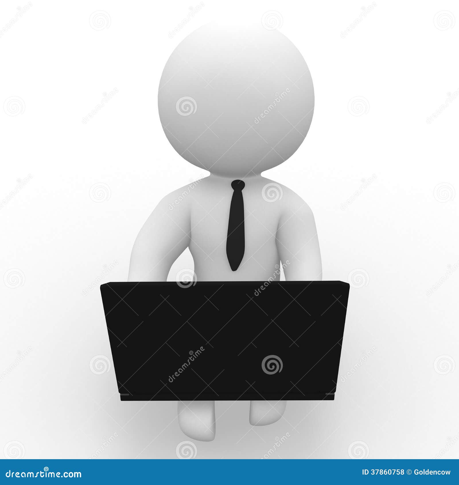 Smart 3D Figure with Notebook Stock Illustration - Illustration of ...
