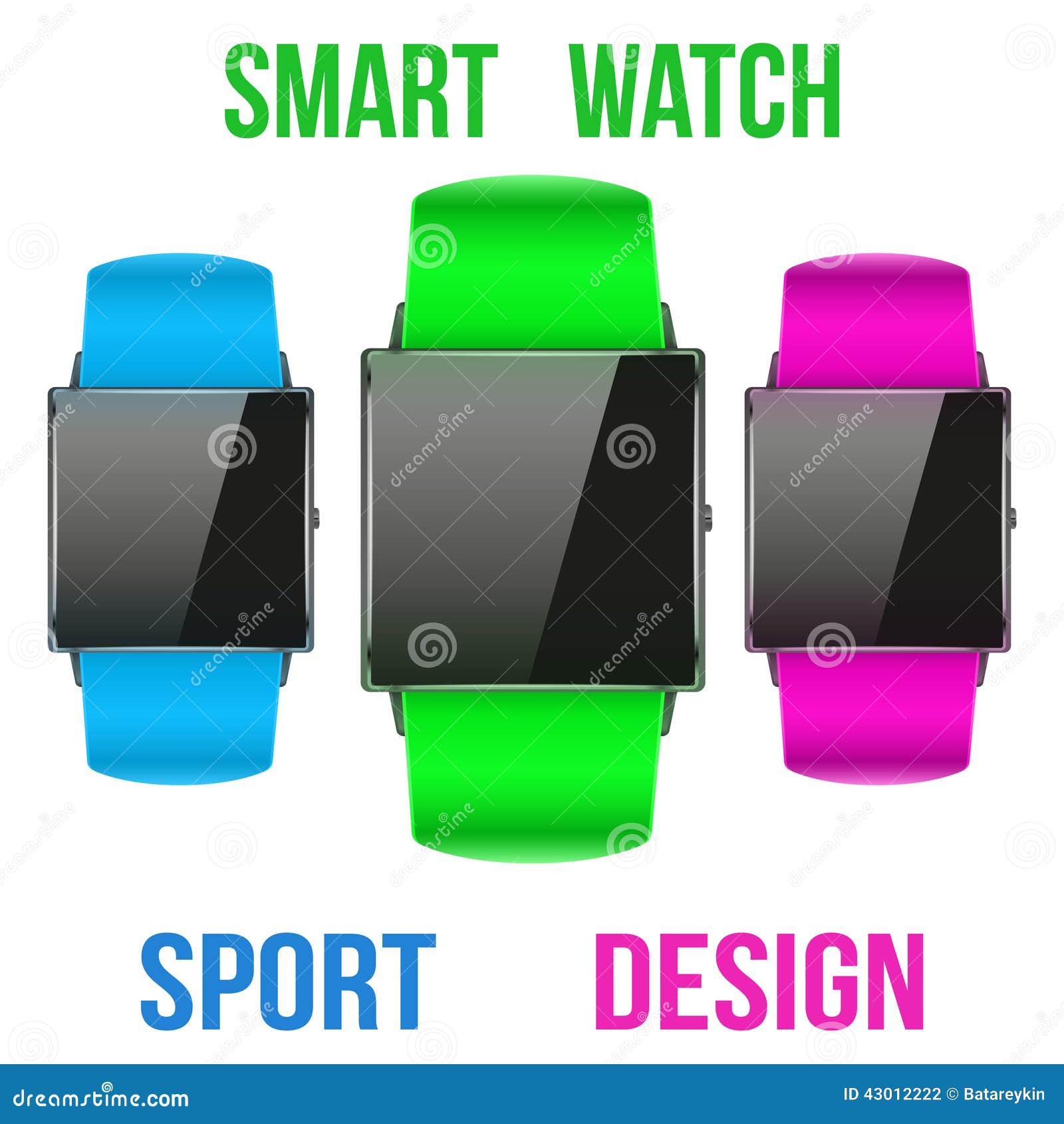 Design Example Sport Wrist Smartwatch For Run Cartoon Vector ...