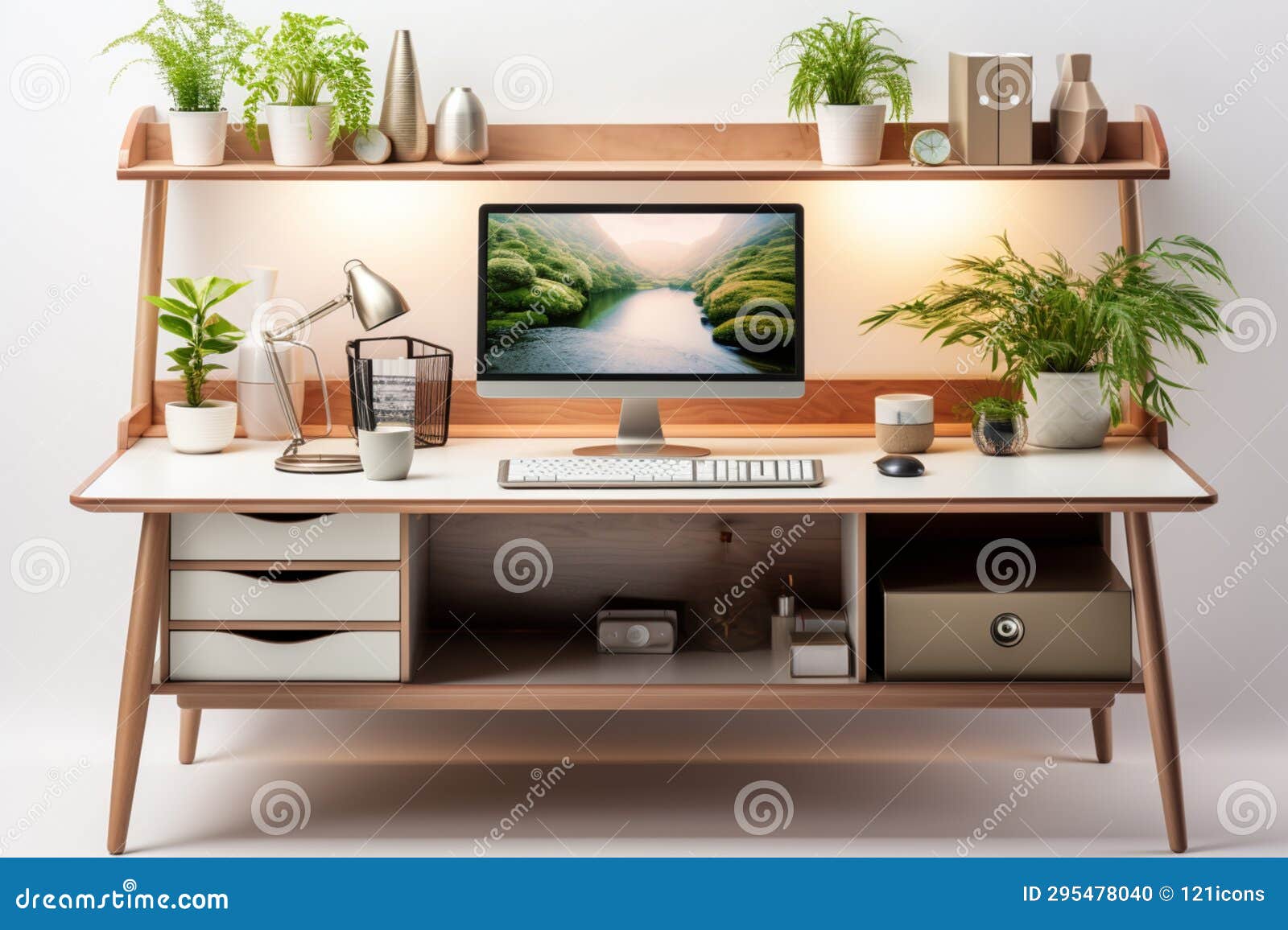 Smart Desk Office Workstation Stock Illustration - Illustration of work ...