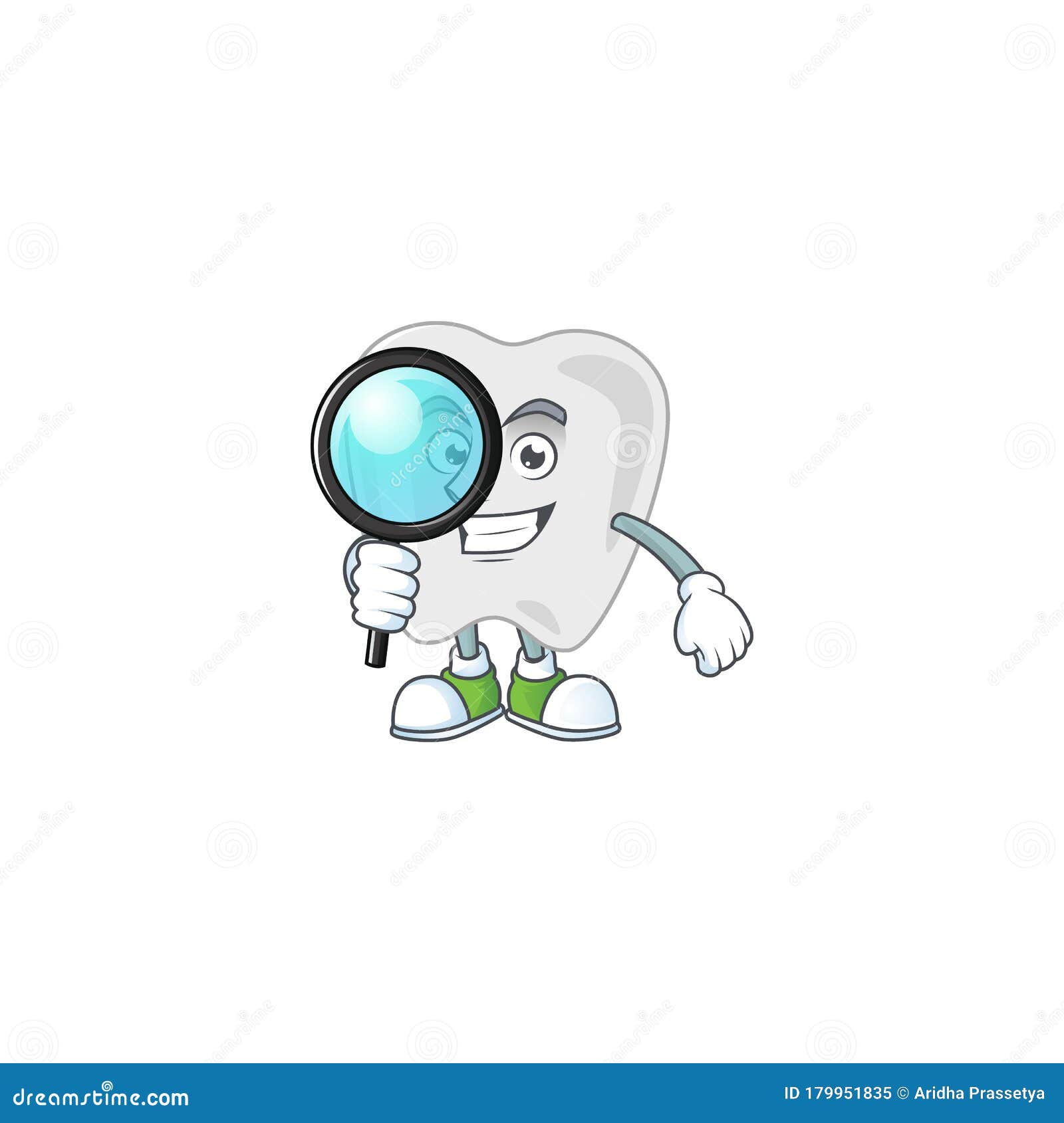 Smart Detective of Teeth Cartoon Character Design Concept Stock Vector ...