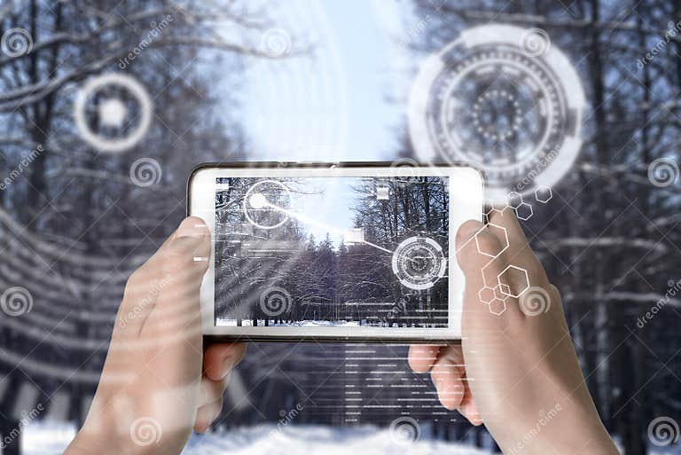 Smart Device Augmented Reality VR Virtual Overlay Stock Photo - Image ...