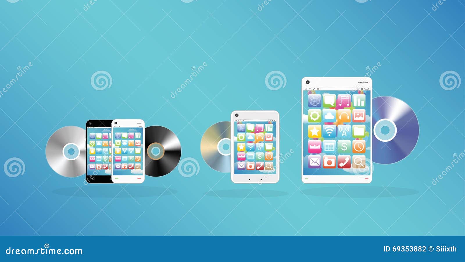 Smart Device with Cd and Dvd Disk Stock Illustration - Illustration of ...