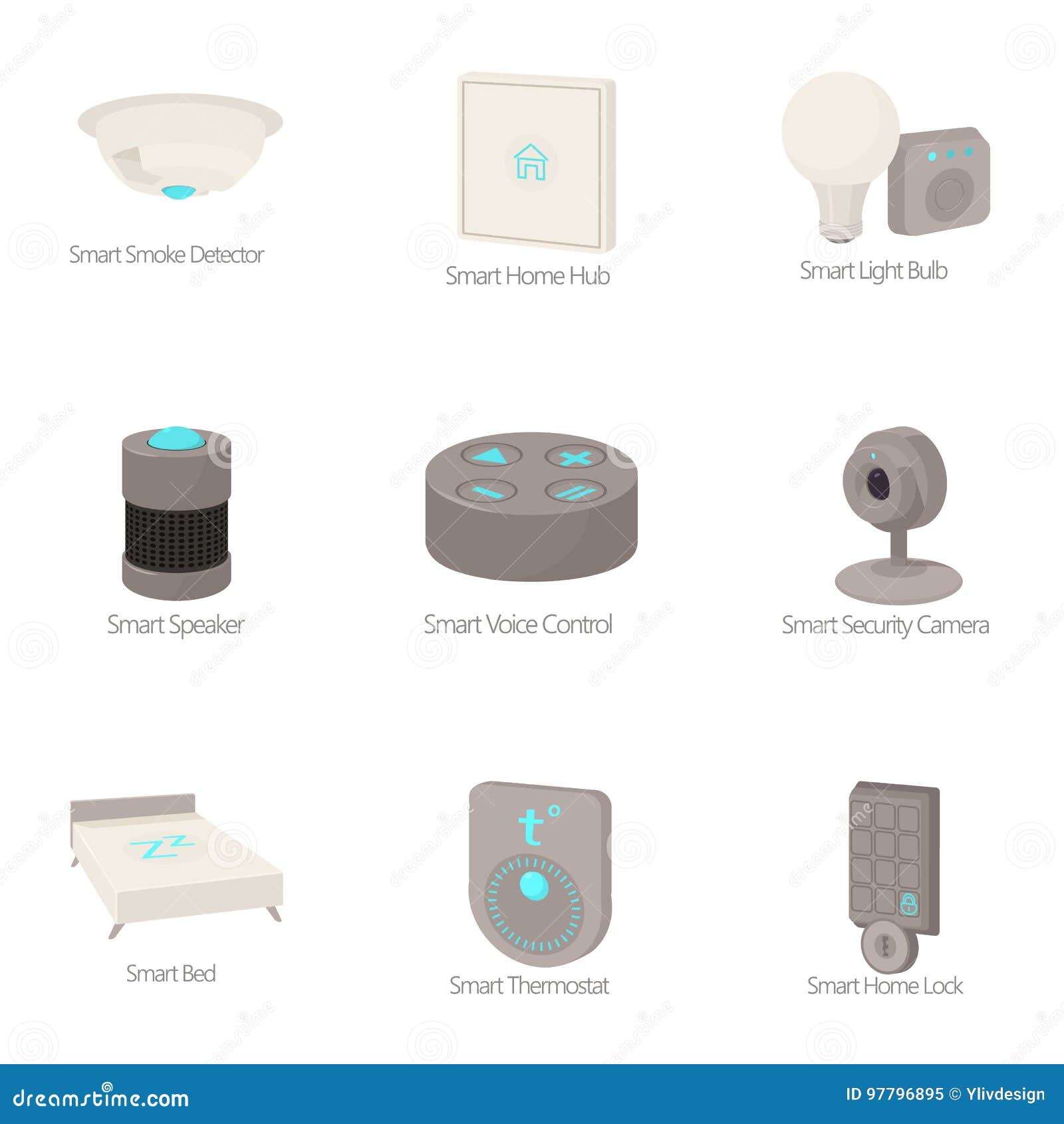 Smart Device Icons Set, Cartoon Style Stock Vector - Illustration of ...
