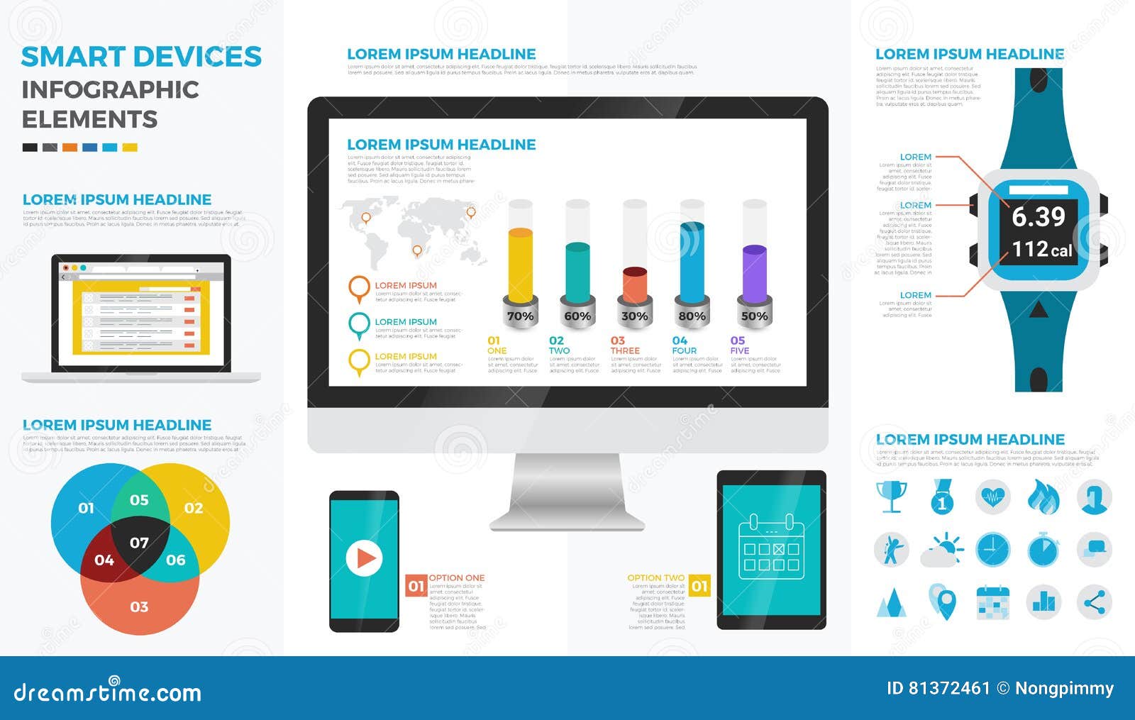 Smart Devices Infographic Elements Stock Vector - Illustration of ...