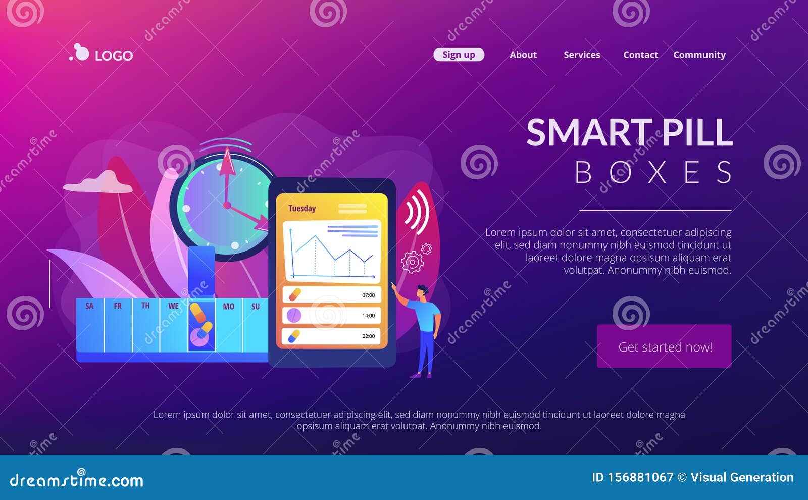 Smart Pill Boxes Concept Landing Page Stock Vector - Illustration of ...