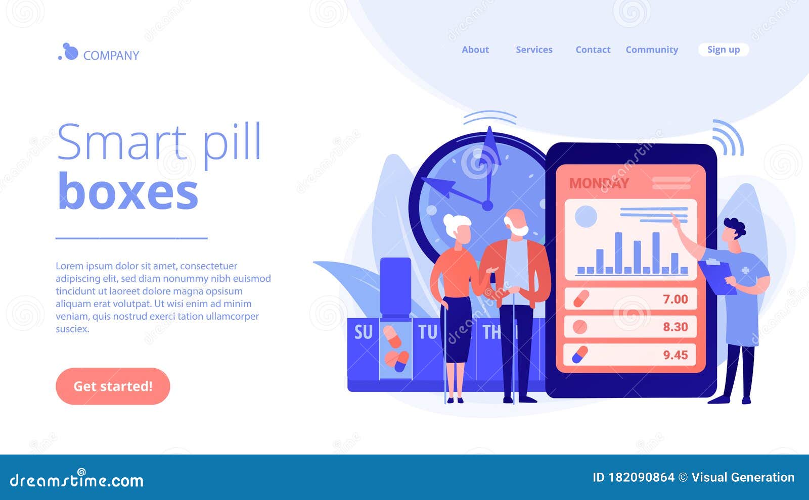 Smart Pill Boxes Concept Landing Page Stock Vector - Illustration of ...