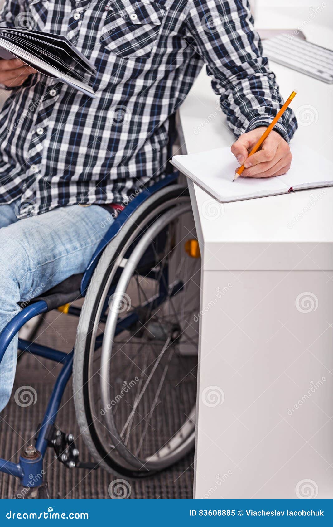 Smart Disabled Guy Studying at Home Stock Image - Image of handwriting ...
