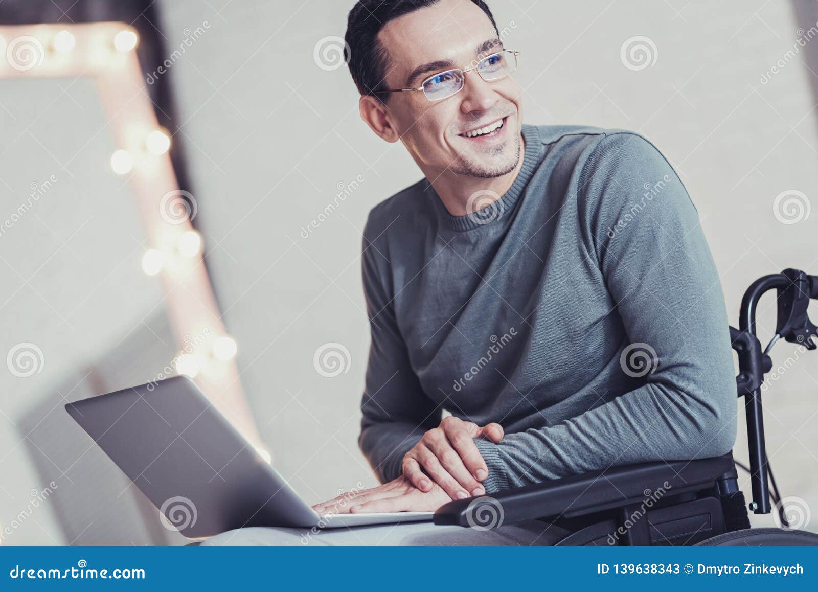 Smart Disabled Man Using a Laptop Stock Image - Image of community ...