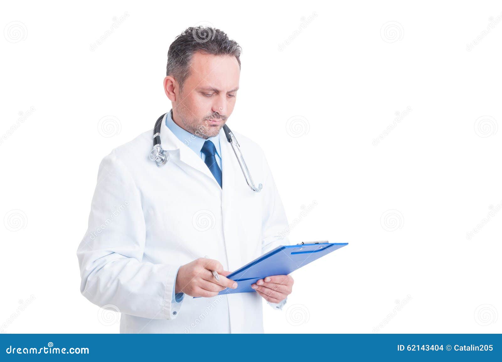 Smart Doctor or Medic Analyzing Document on Clipboard Stock Photo ...