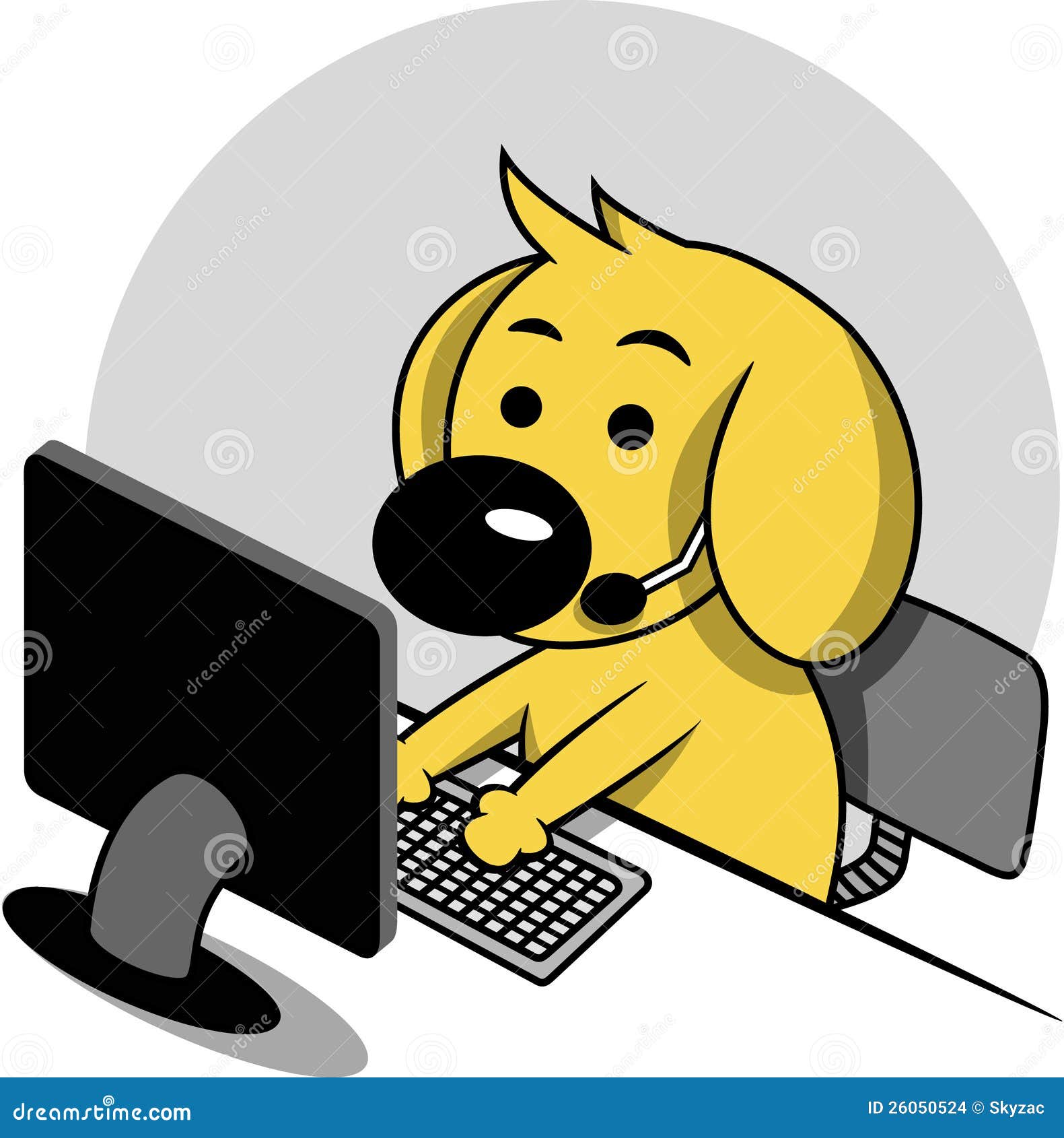 Smart Dog with Computer stock vector. Illustration of cute - 26050524