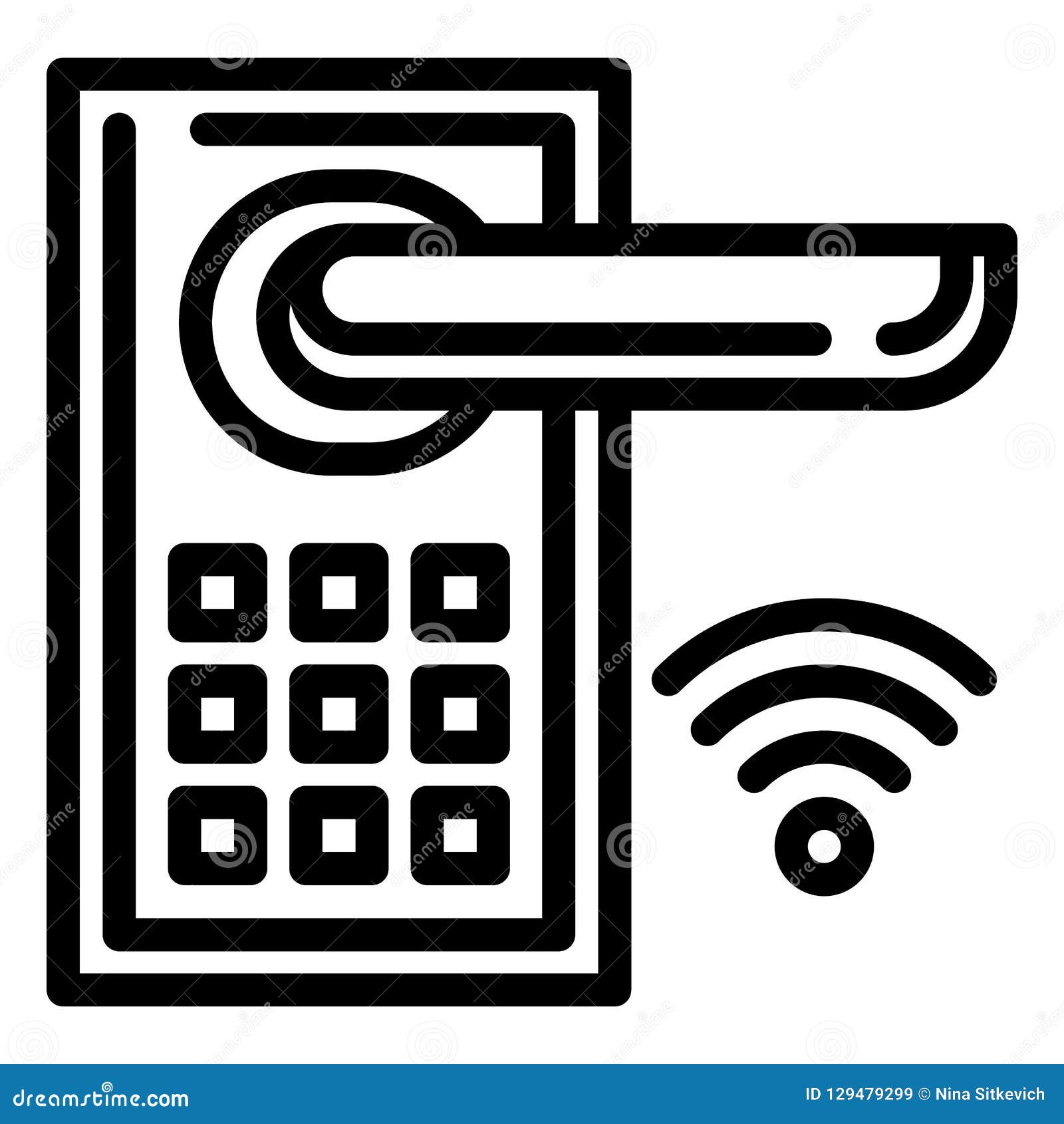 Smart Door Lock Icon, Outline Style Stock Vector - Illustration of lock ...