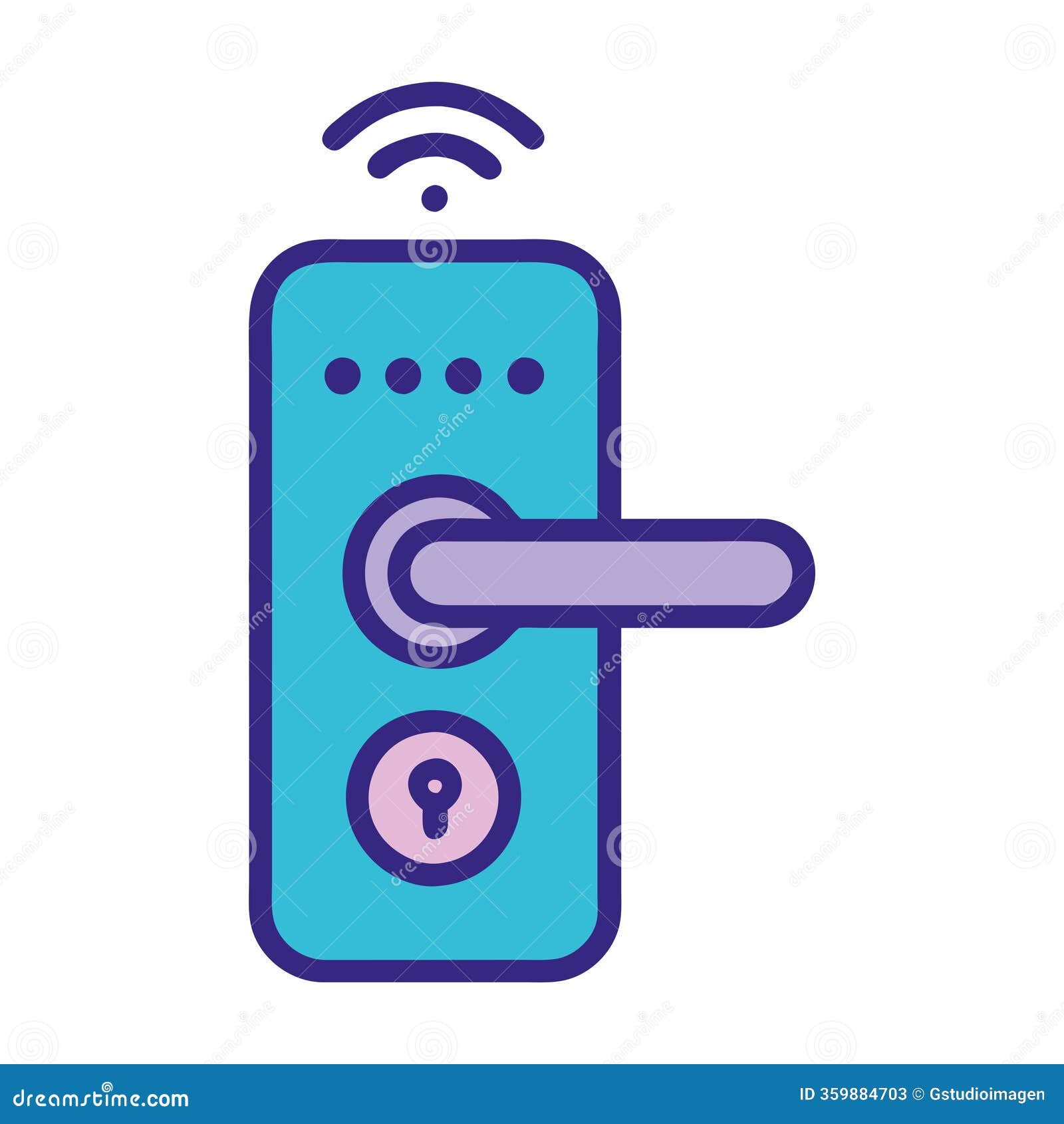 Smart Door Lock With Smart Key. Realistic Isolated Entry Knob Element. Wi Fi Technology, Home ...