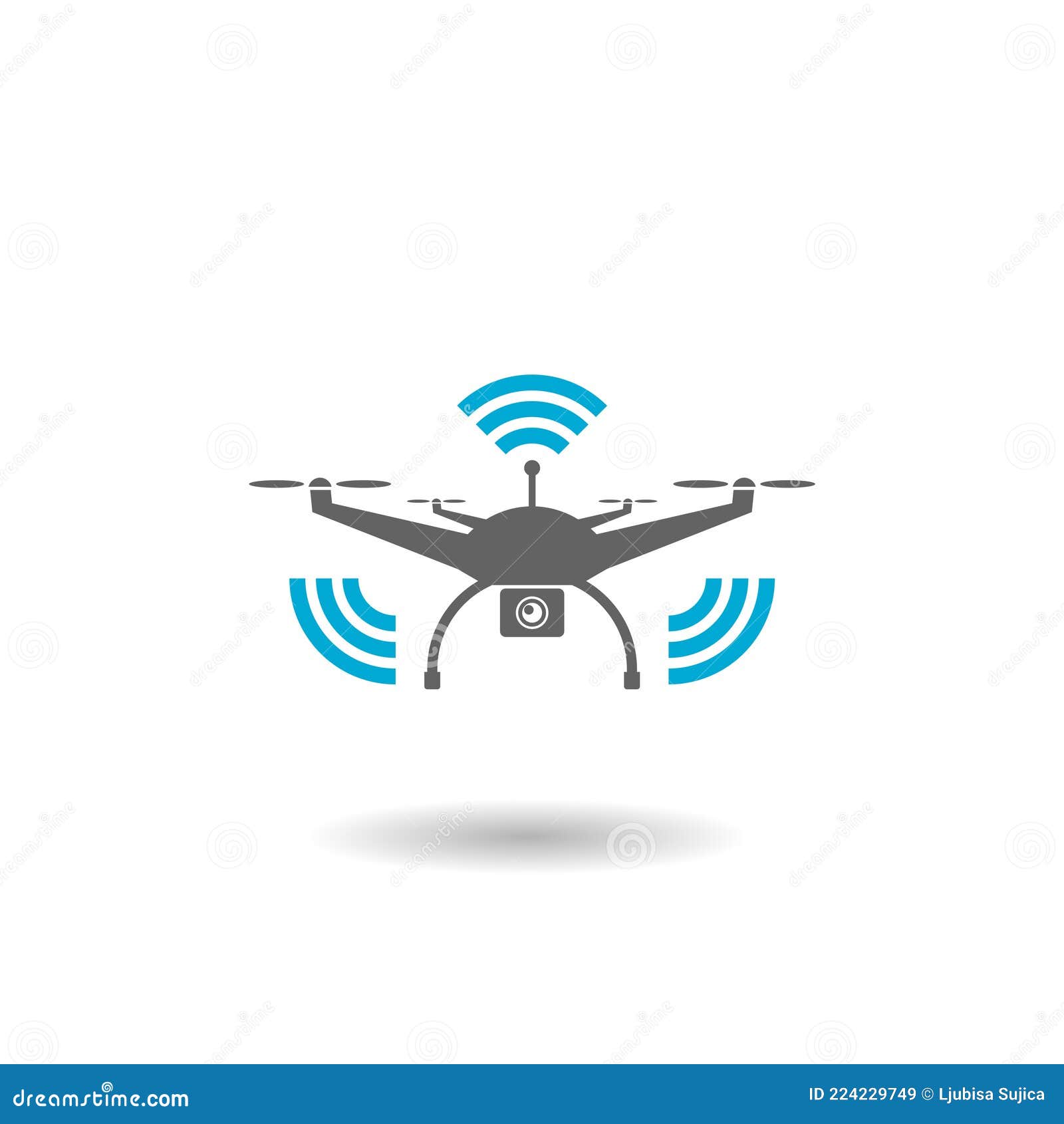 Smart Drone Icon with Shadow Stock Vector - Illustration of aerial ...