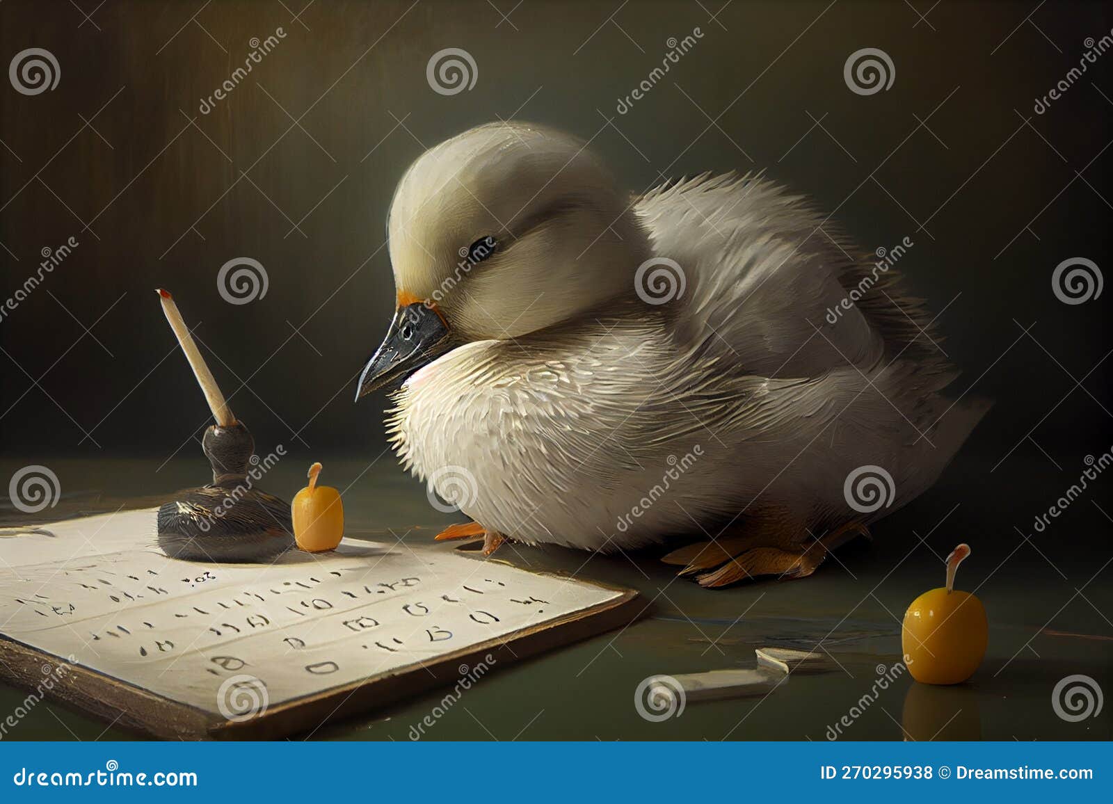 Smart Duck Doing Homework. AI Generated Stock Illustration ...