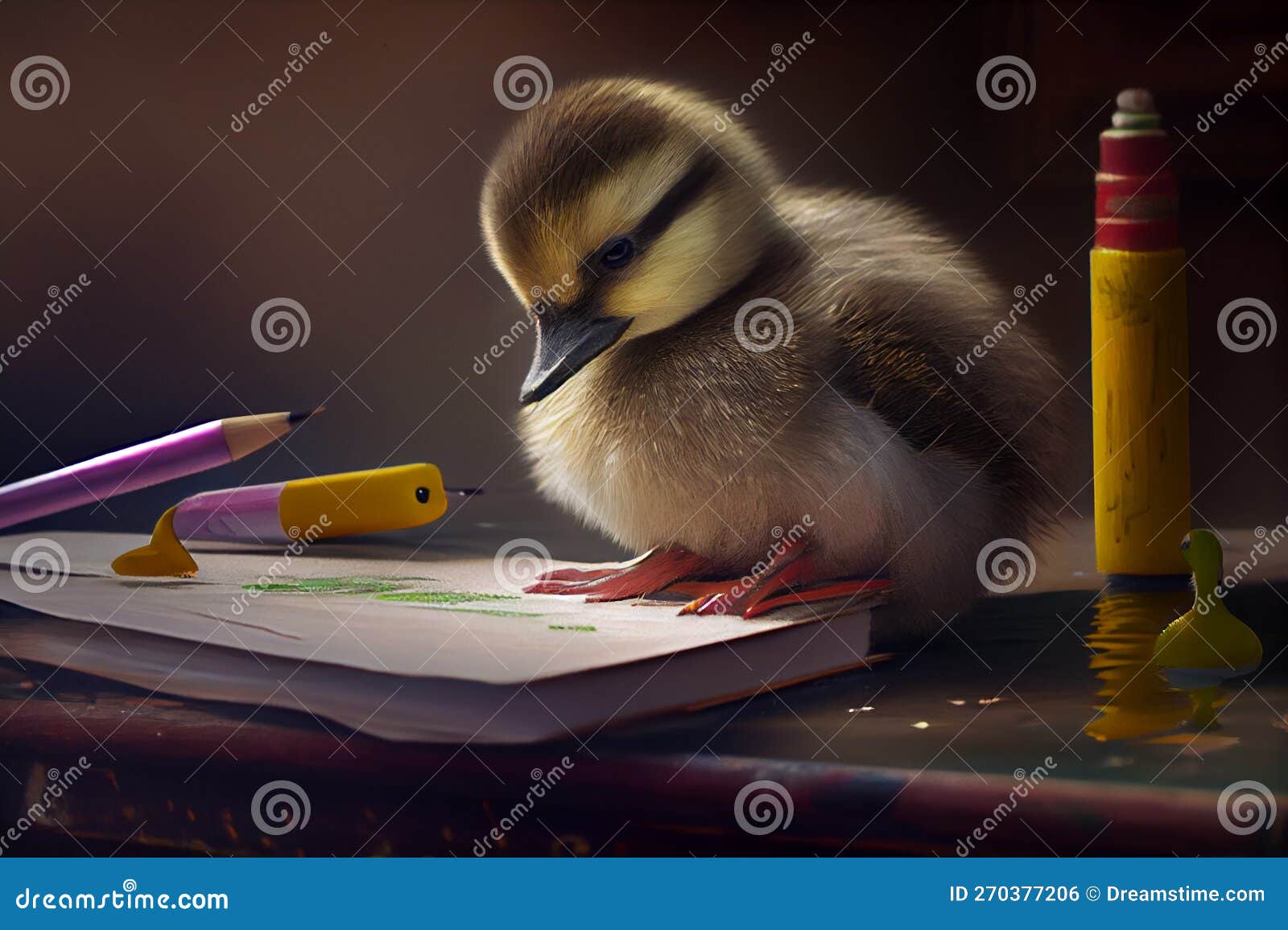 Smart Duck Doing Homework. AI Generated Stock Illustration ...