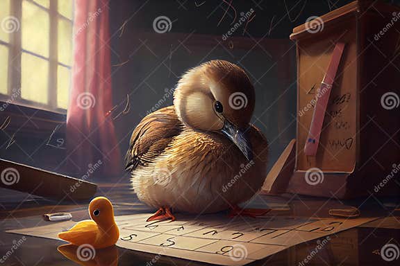 Smart Duck Doing Homework. AI Generated Stock Illustration ...