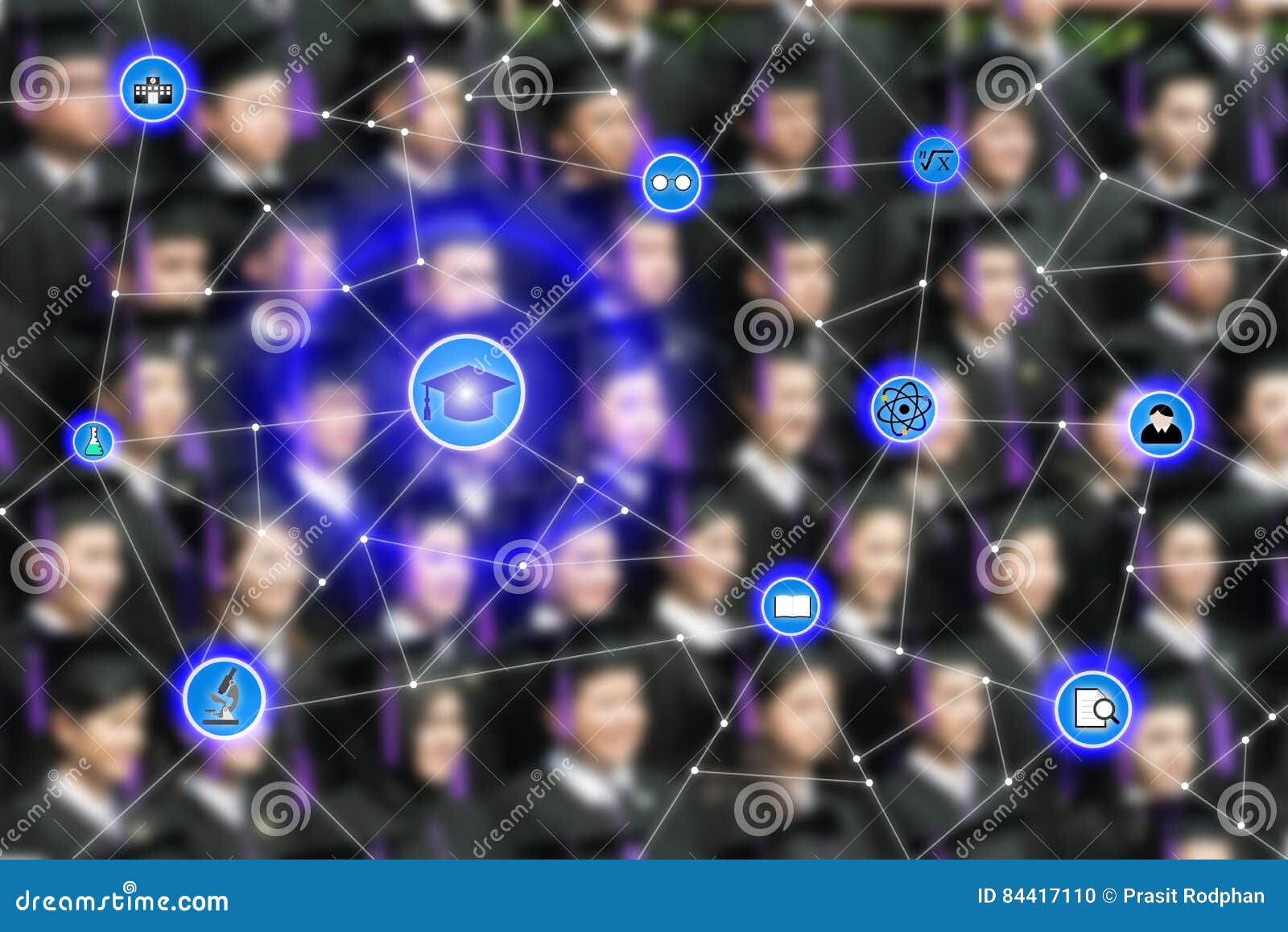 Smart Education and Education Icon Network Conection with Graduation in ...