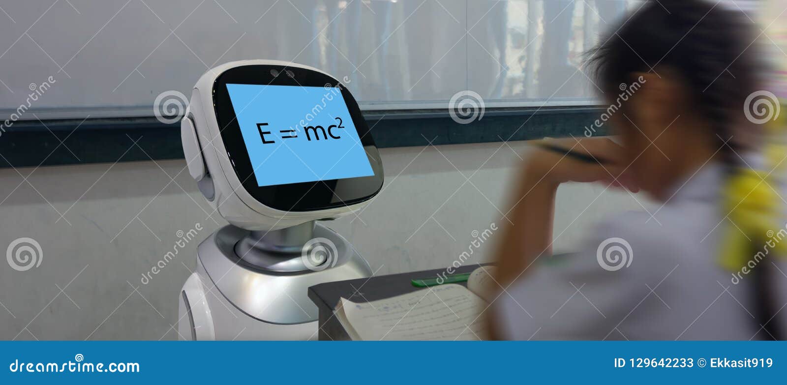 Smart Education Industry Futuristic Concept, Robotic Assistant with ...