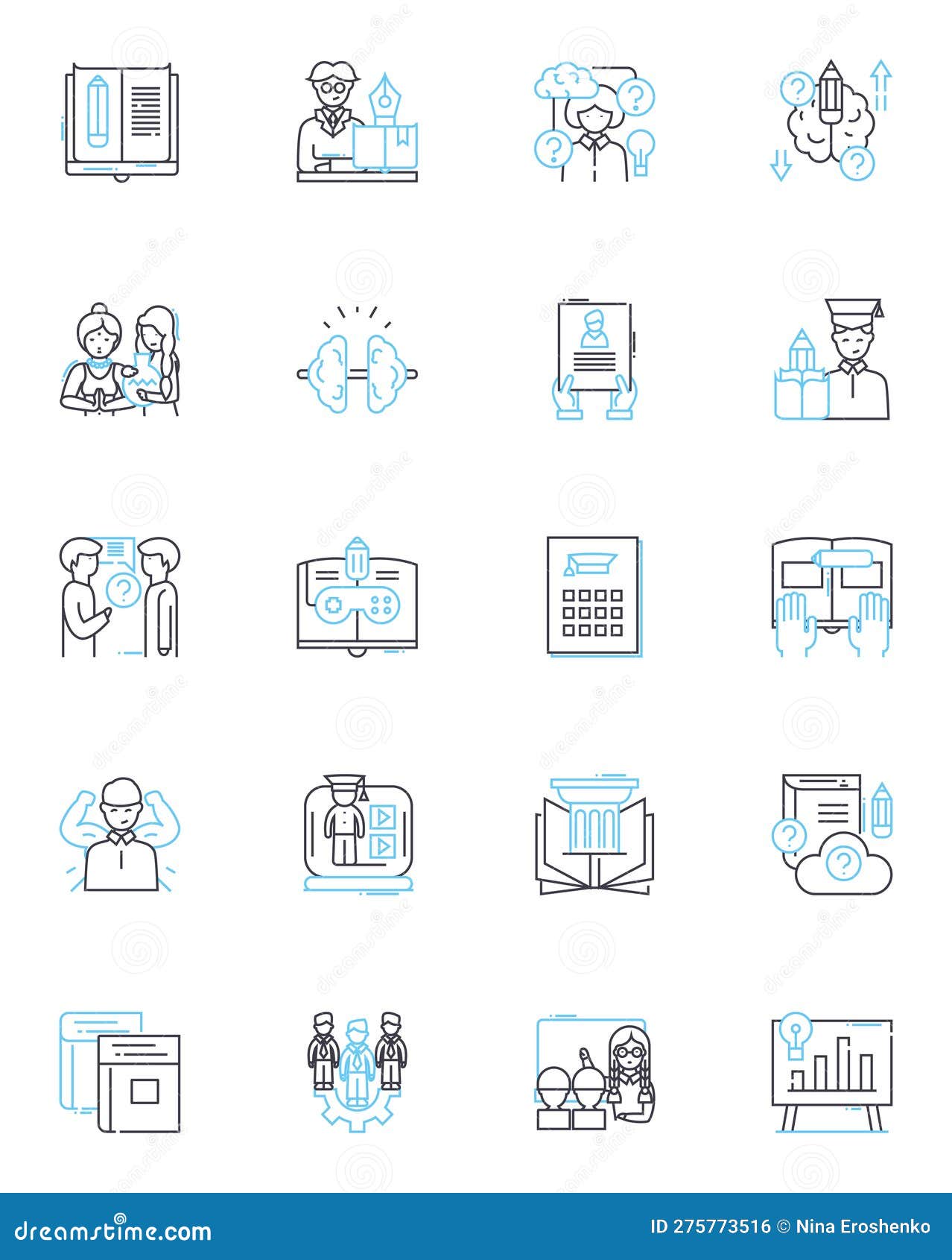 Smart Education Linear Icons Set. Gamification, Innovation ...