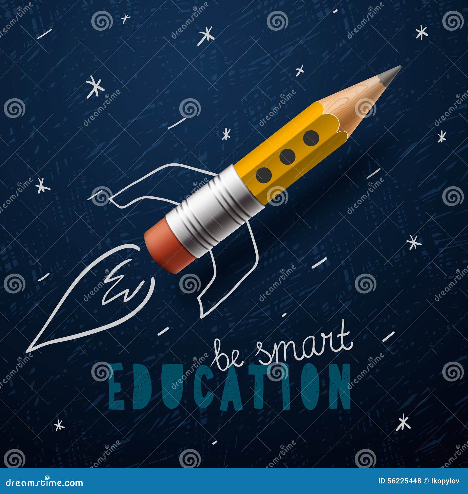 Smart Education. Rocket Ship Launch with Pencil - Stock Vector ...