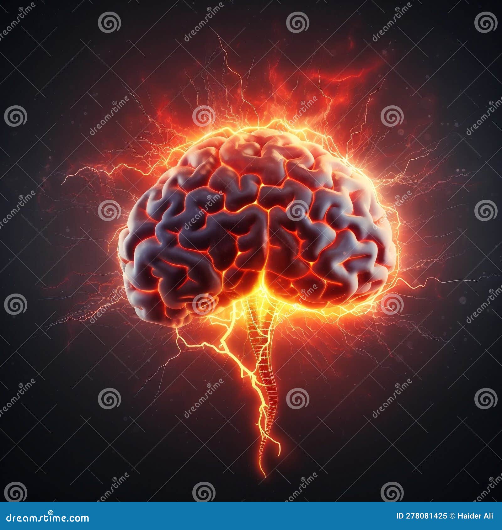 Smart Electric Brain: Lightning Connection. Generative AI Stock ...