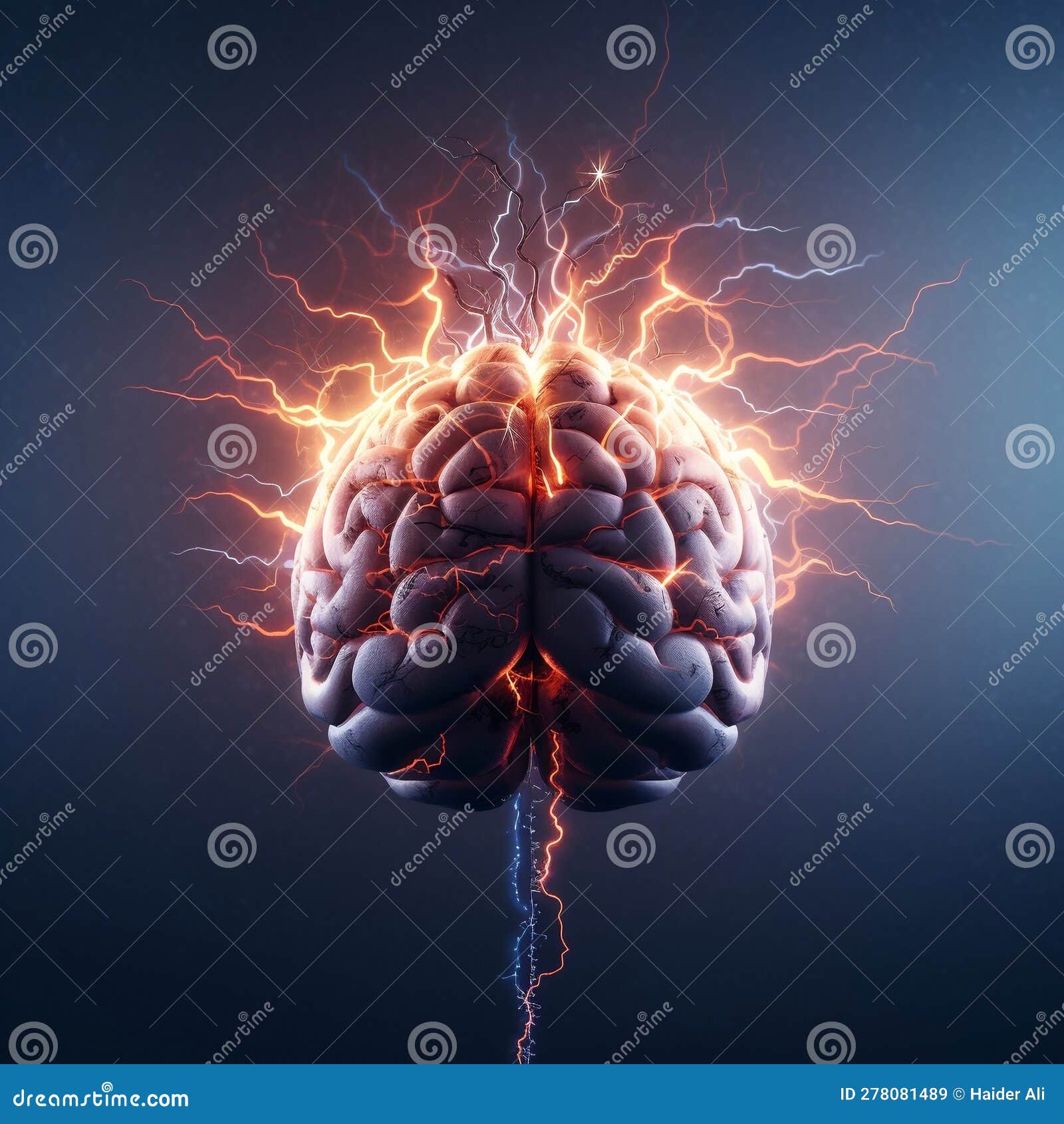 Smart Electric Brain: Lightning Connection. Generative AI Stock ...