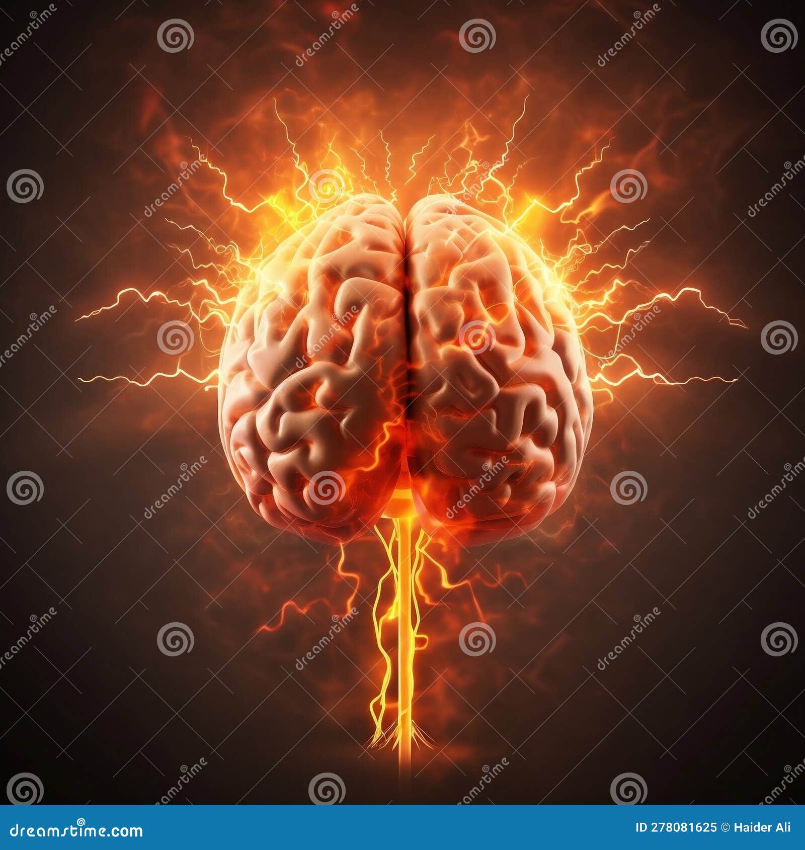 Smart Electric Brain: Lightning Connection. Generative AI Stock ...