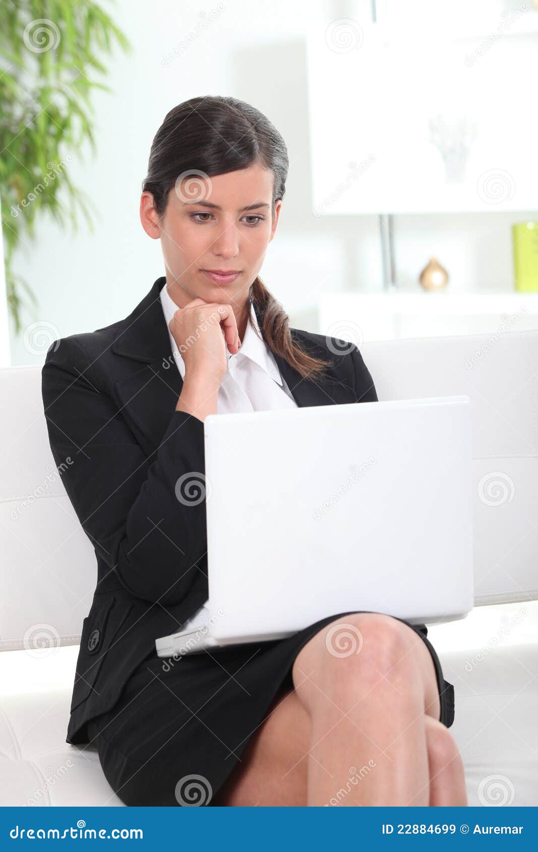 Smart Employee with Laptop Computer Stock Image - Image of female ...