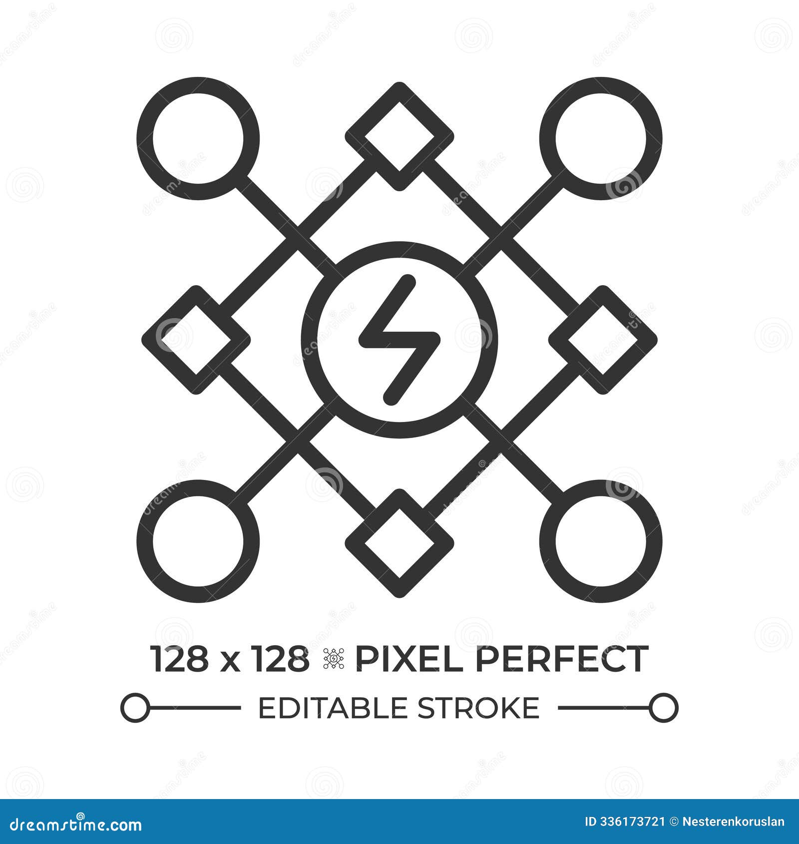 Smart Energy Grid Pixel Perfect Linear Icon Stock Vector - Illustration ...