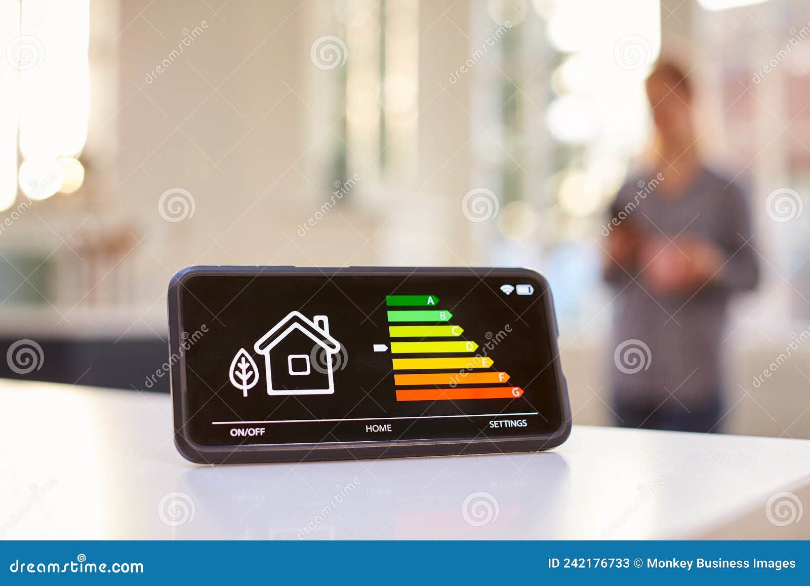Smart Energy Meter in Kitchen Measuring Energy Efficiency with Figure ...