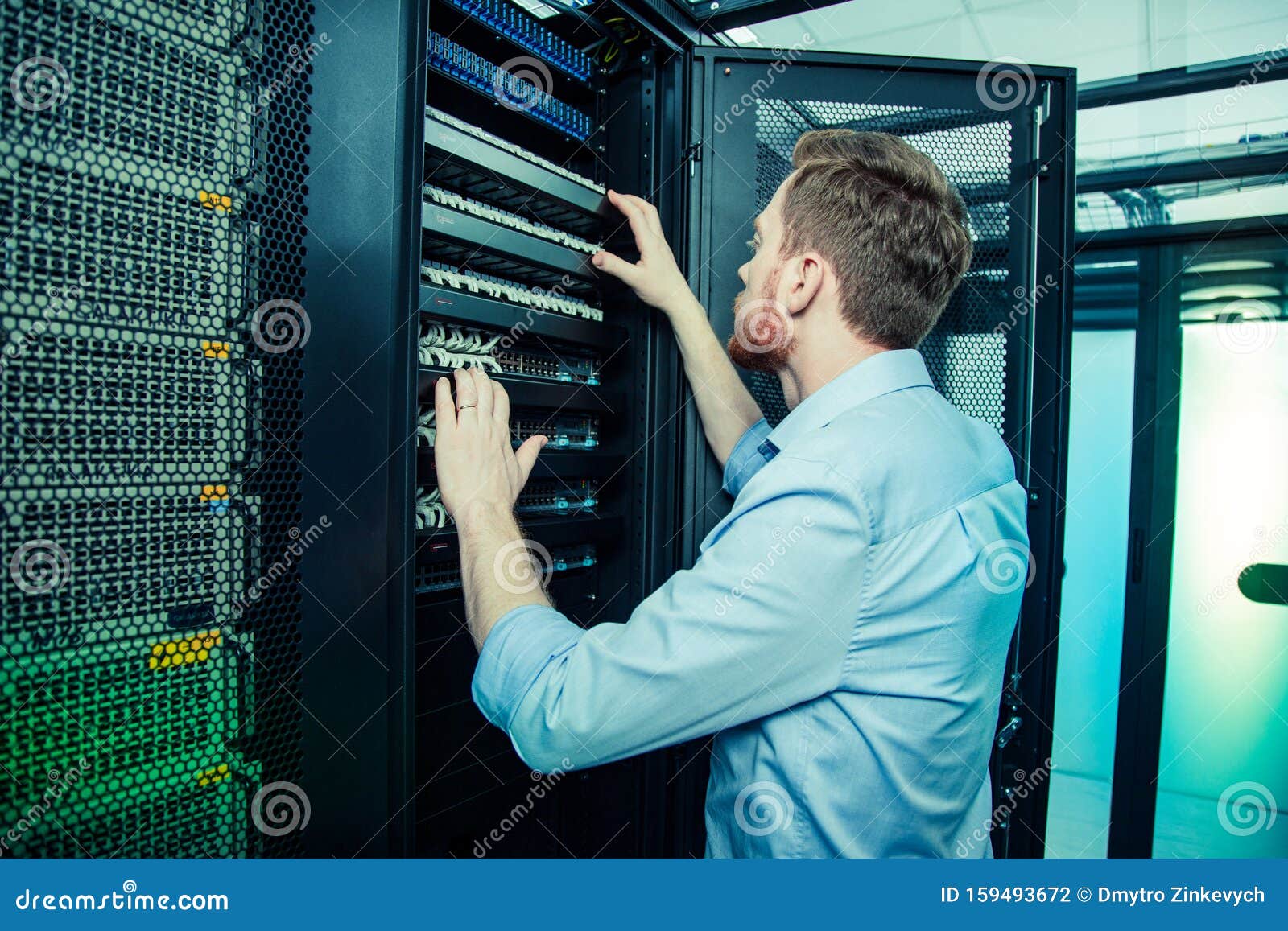 Nice Handsome Man Looking at the Server Stock Photo - Image of cyber ...