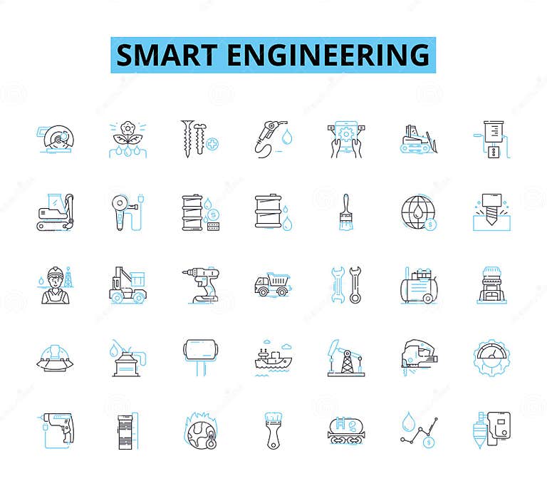 Smart Engineering Linear Icons Set. Optimization, Innovation ...