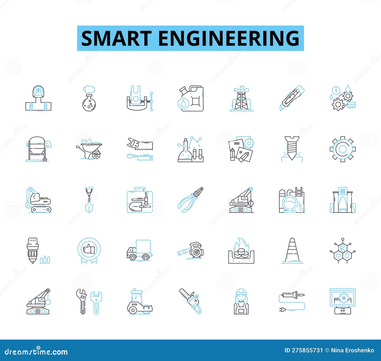 Smart Engineering Linear Icons Set. Optimization, Innovation, Automation, Precision ...
