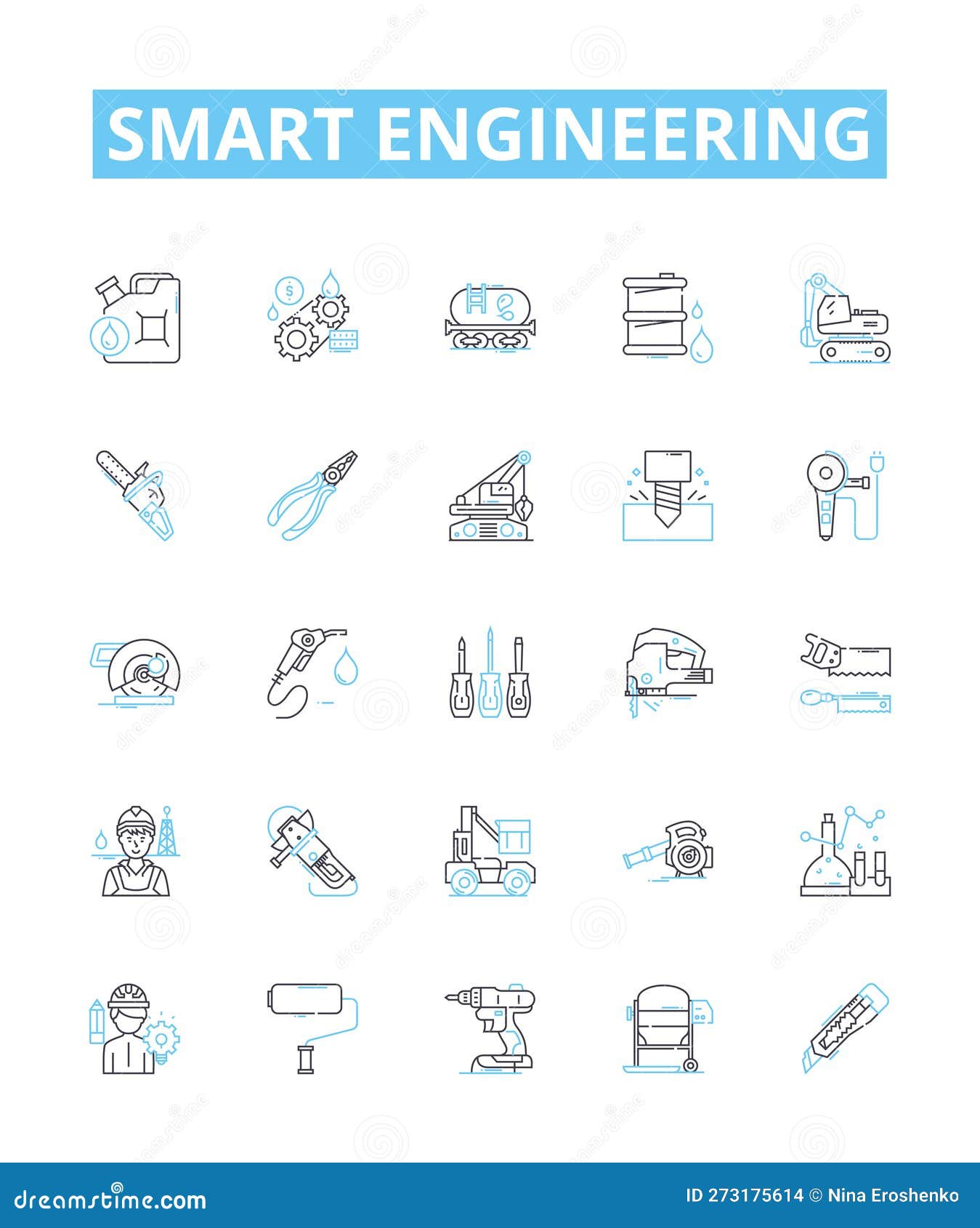 Smart Engineering Vector Line Icons Set. Engineer, Smart, Engineering ...