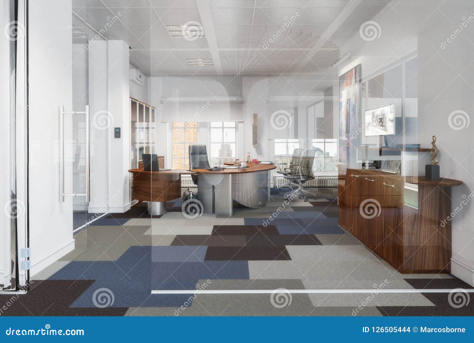 Smart Executive Office 01 stock illustration. Illustration of designed ...