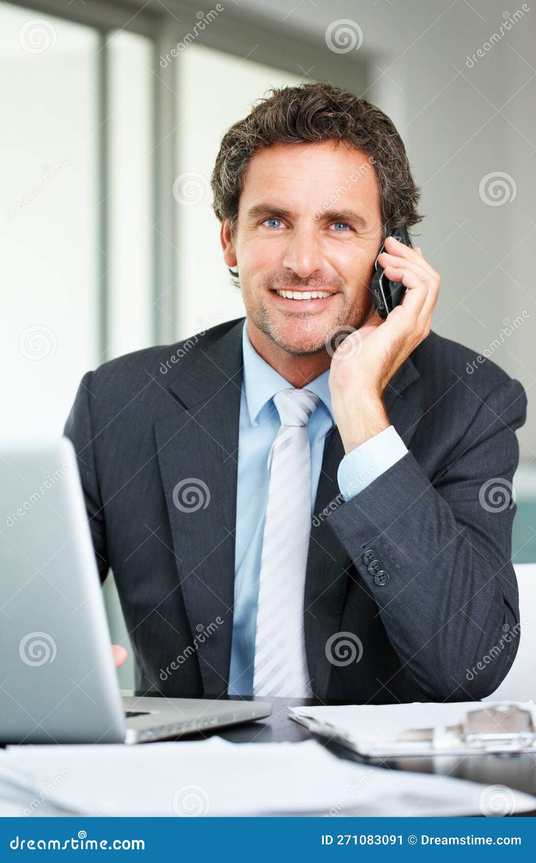 Smart Executive Talking on Cellphone. Mature Executive Talking on ...