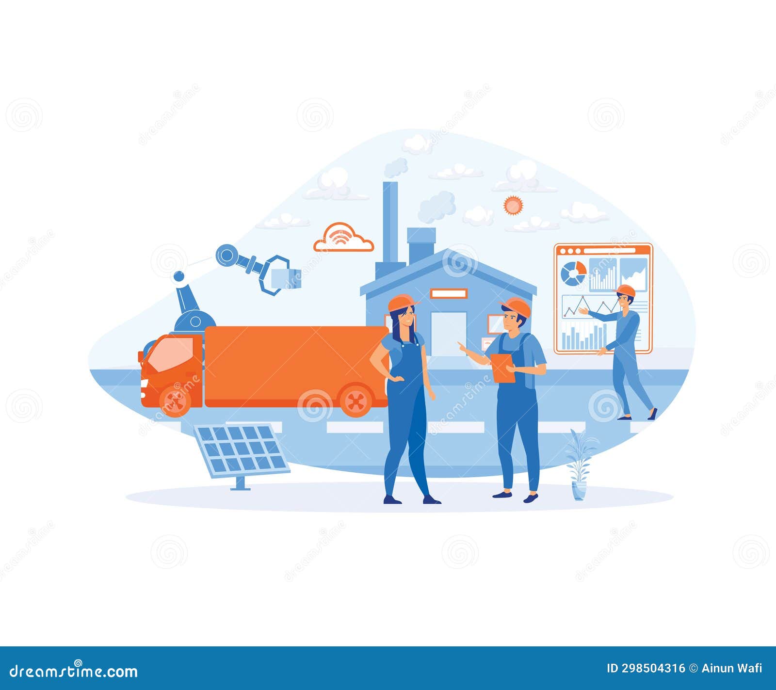 Smart Factories and Working People Use Wireless Technology To Control ...