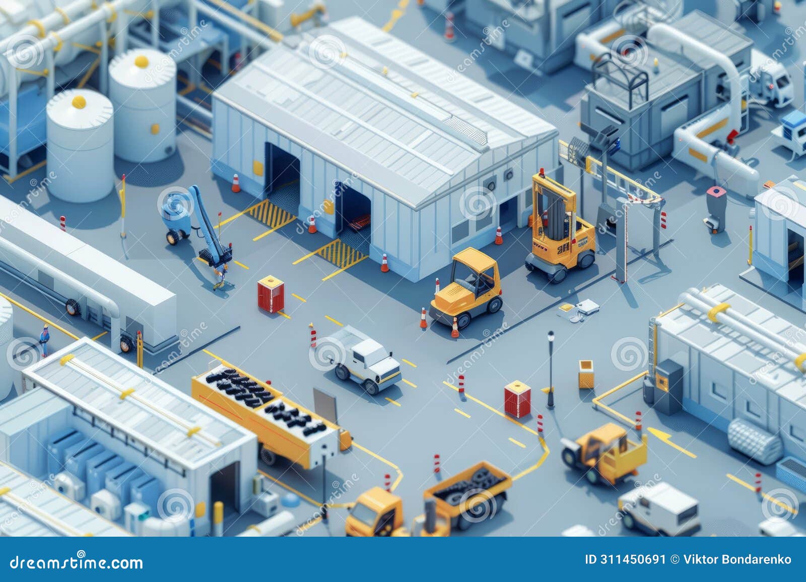 Smart Factory with Connected Infrastructure Stock Illustration ...