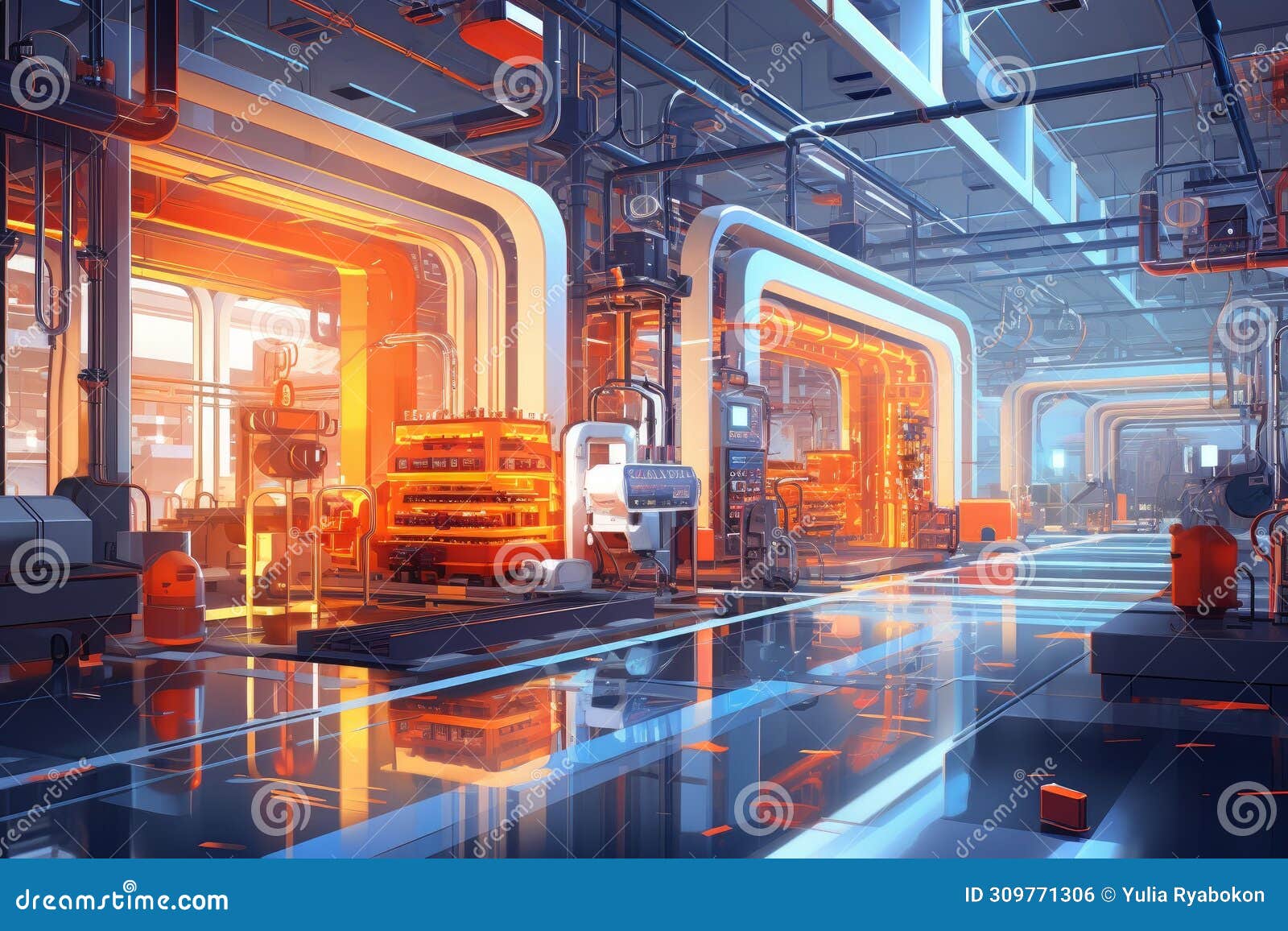 Smart factory. Generate Ai stock illustration. Illustration of assembly ...
