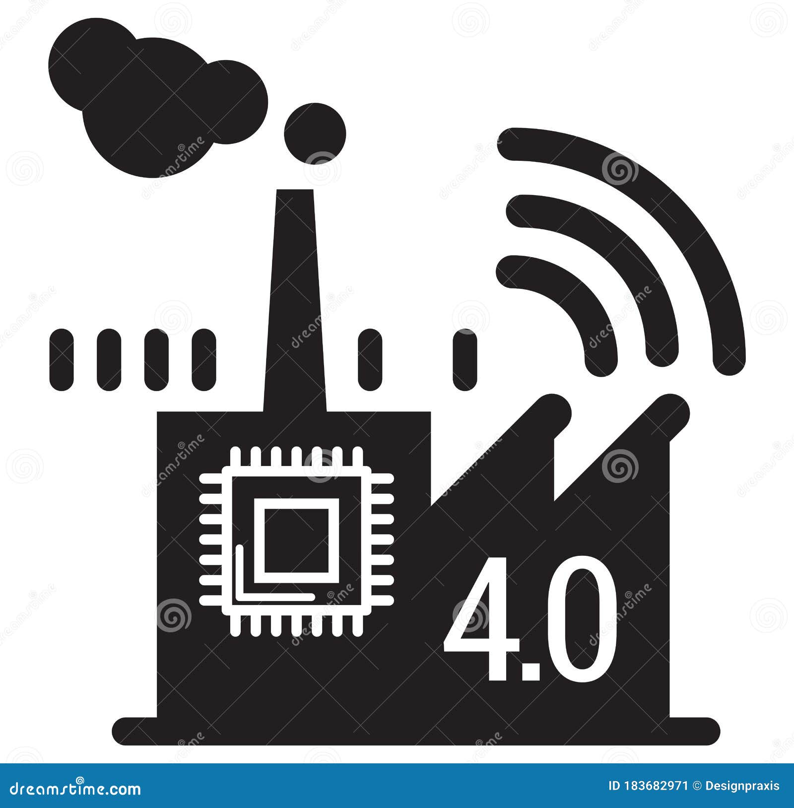 Smart Factory Icon stock vector. Illustration of building - 183682971