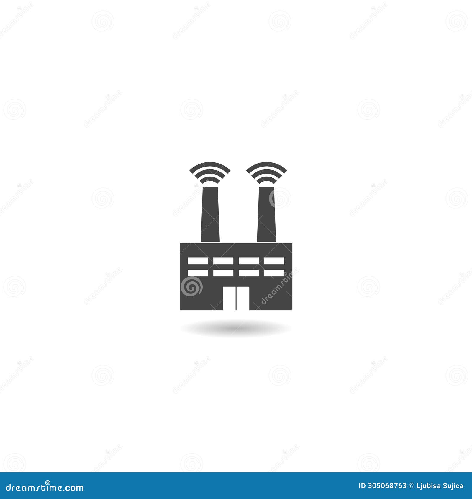 Smart Factory Icon with Shadow Stock Illustration - Illustration of ...
