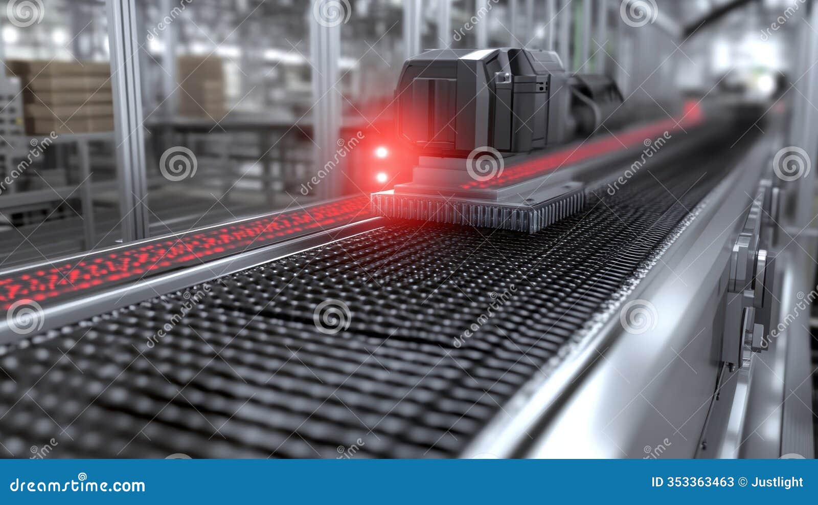 Smart Factory, Scanner Reading Bar Code on Conveyor Belt Stock Image ...