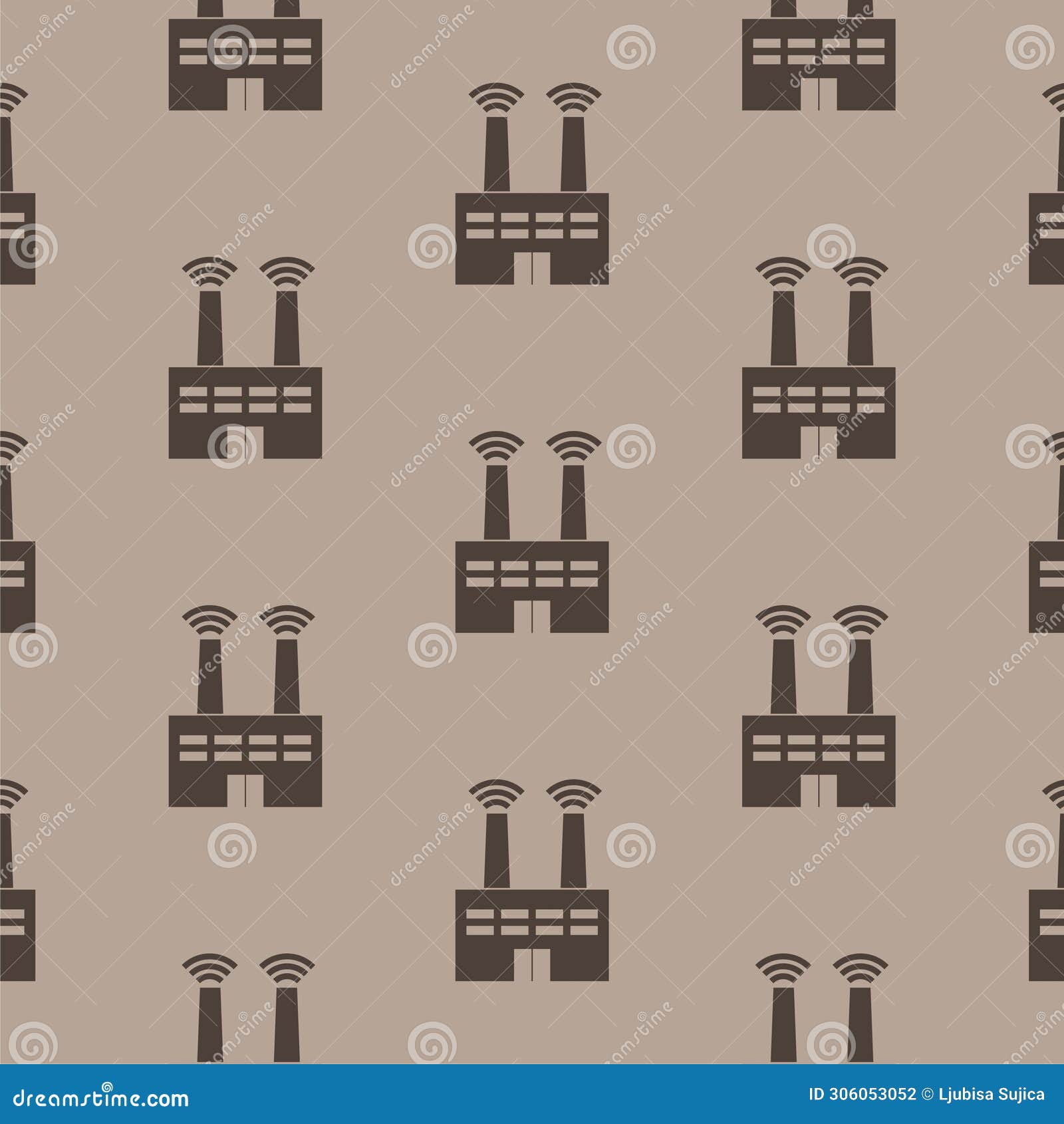 Smart Factory Seamless Pattern Isolated On Brown Background Vector ...
