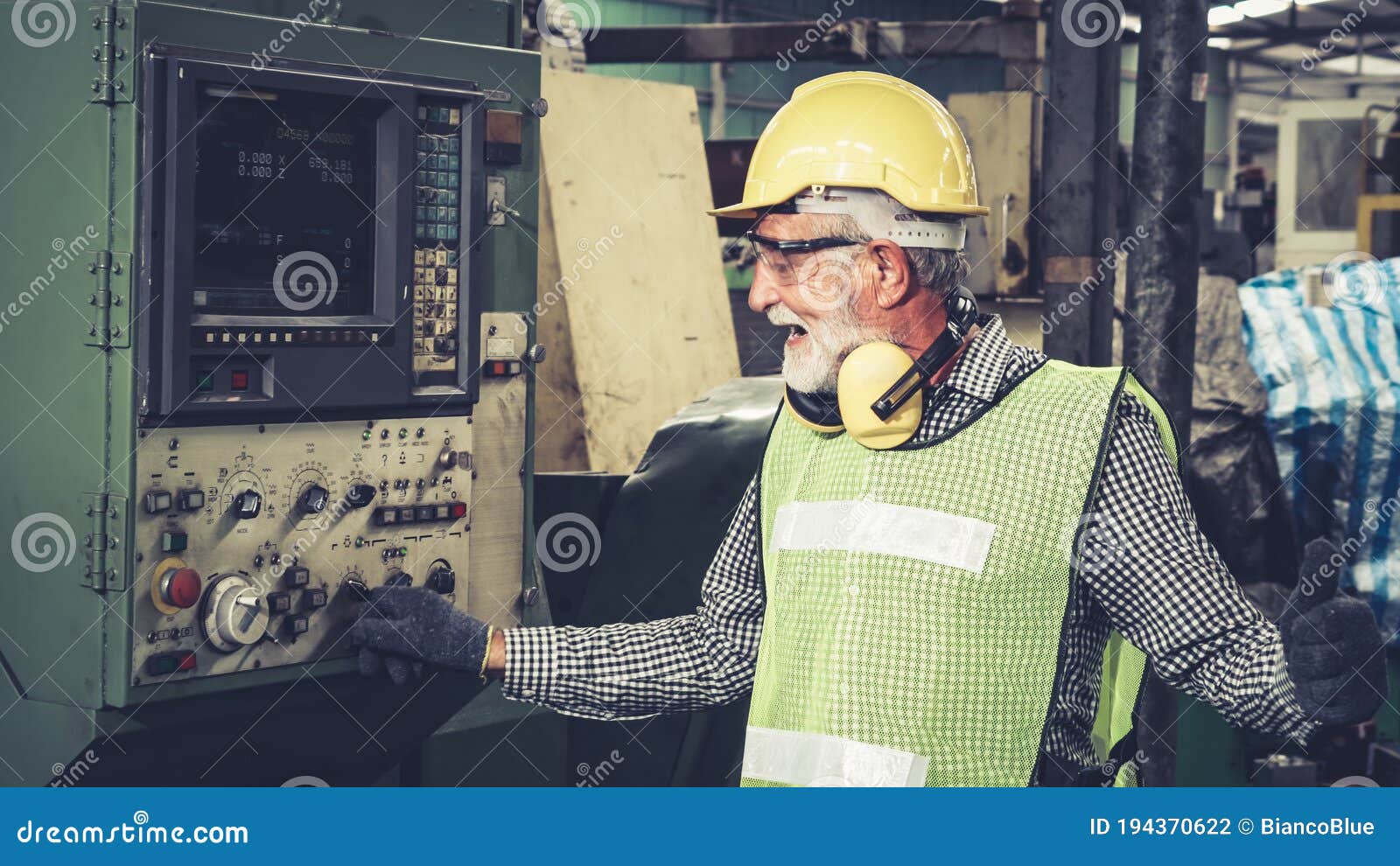 Smart Factory Worker Using Machine in Factory Workshop Stock Photo ...