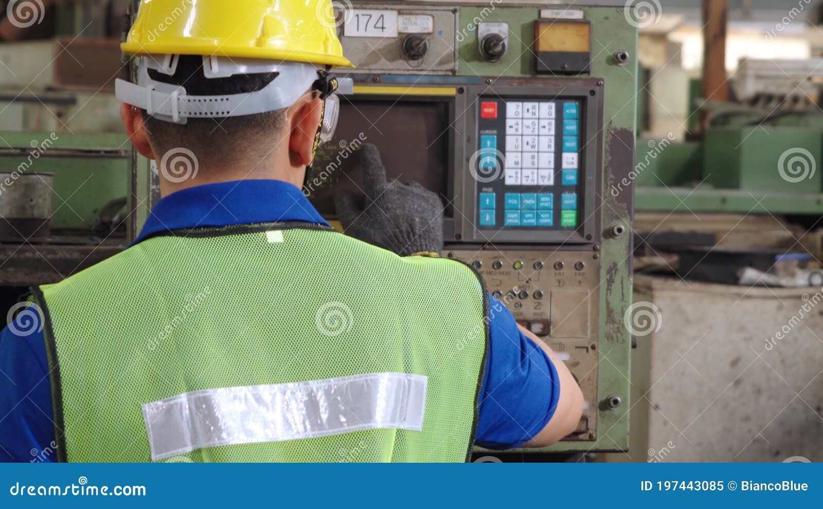 Smart Factory Worker Using Machine in Factory Workshop Stock Image ...